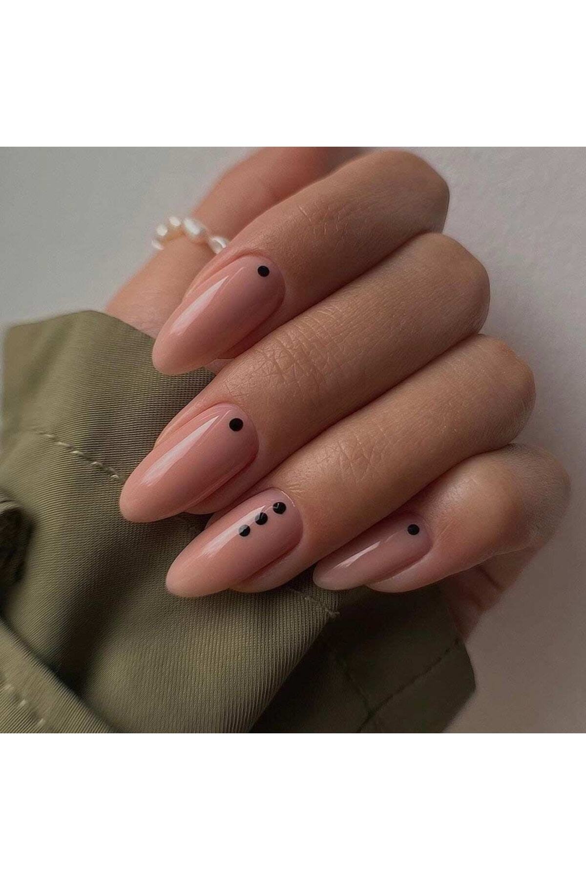 RubaTrend Protez Badem Model Nude Noktalı Nail Art Takma Tırnak Seti ...