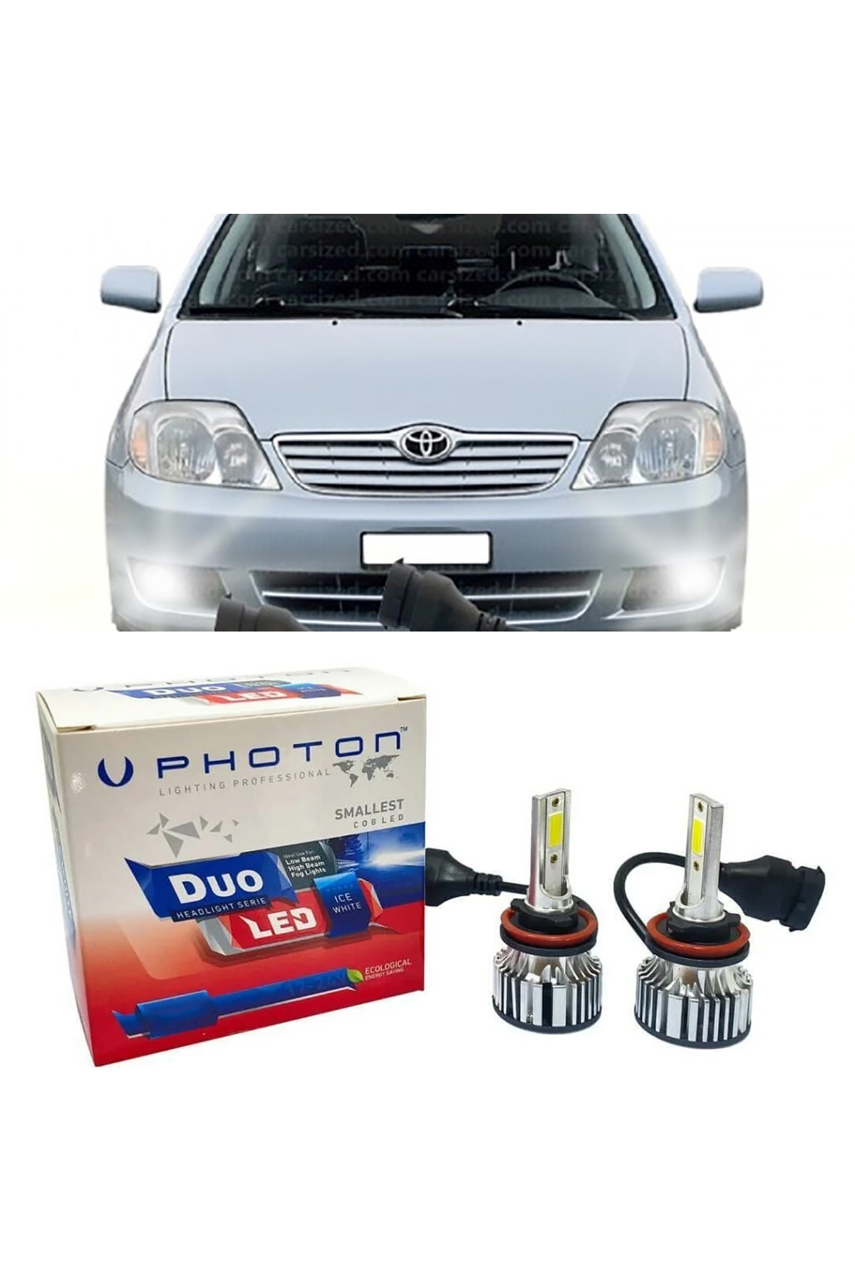 Photon Toyota Corolla E120 Led Xenon Sis Farı Ampulü H11 Duo Yeni Seri Beyaz 2002-2008 Fiyatı ...