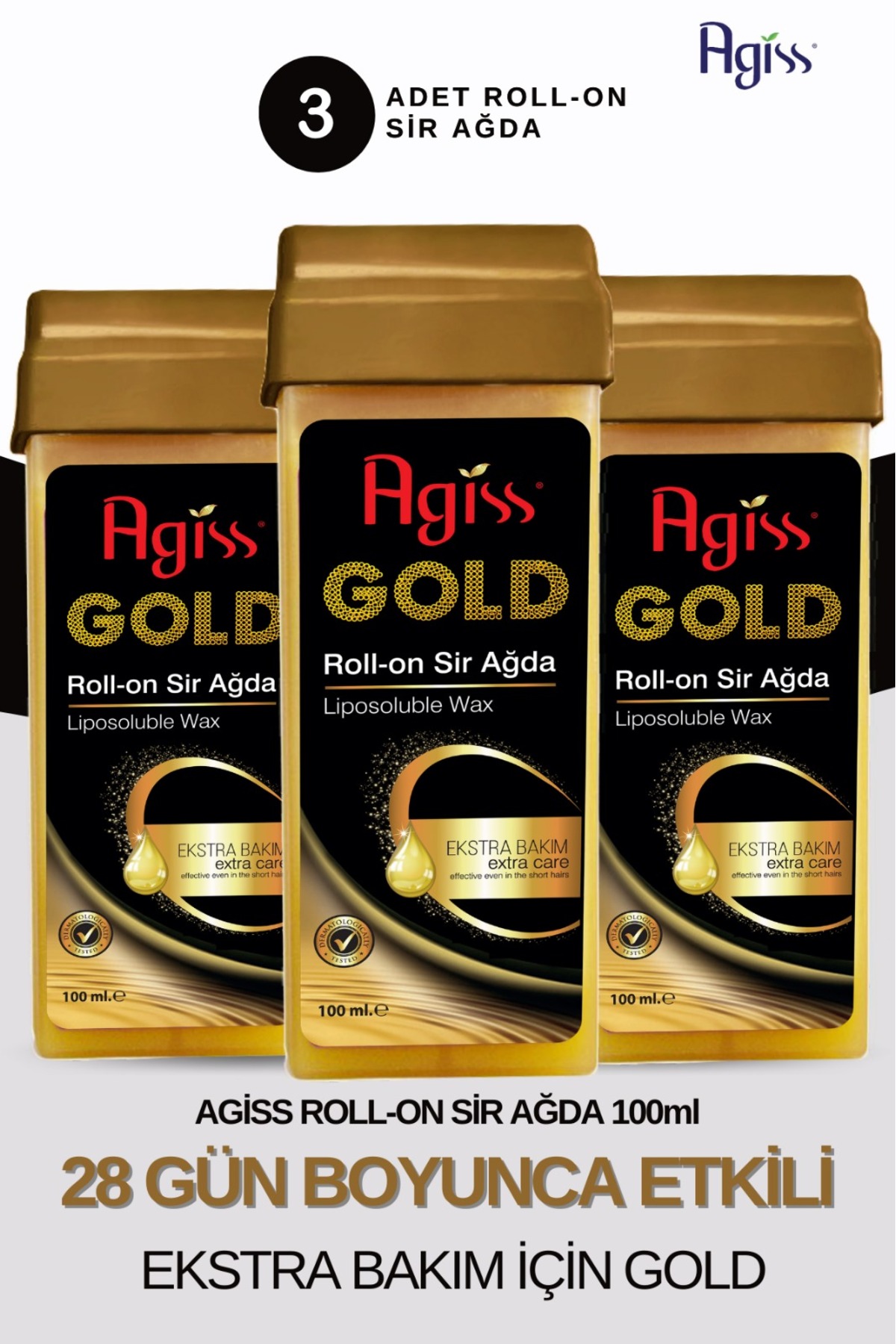 AGISS Roll On Gold Ekstra Bakım Sir Ağda 100 ml Tüm Cilt Tipleri Için ...