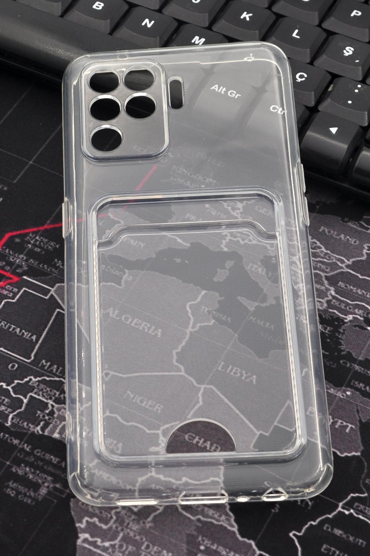 NOVKA Phone Accessories Oppo Reno 5 Lite Uyumlu Kredi Kartlıklı Şeffaf ...