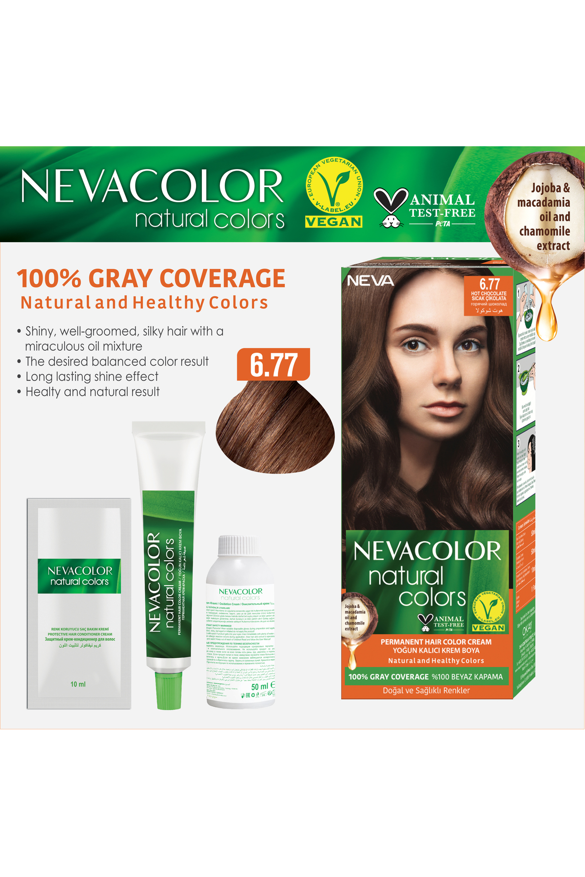 Neva Color Natural Colors 6.77 SICAK ÇİKOLATA Kalıcı Krem Saç Boyası ...