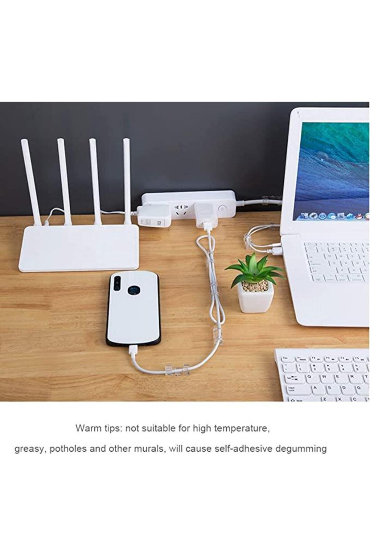 OptaPro 20li Şeffaf Kablo Sabitleyici Düzenleyici Klips Kablo Tutucu ...