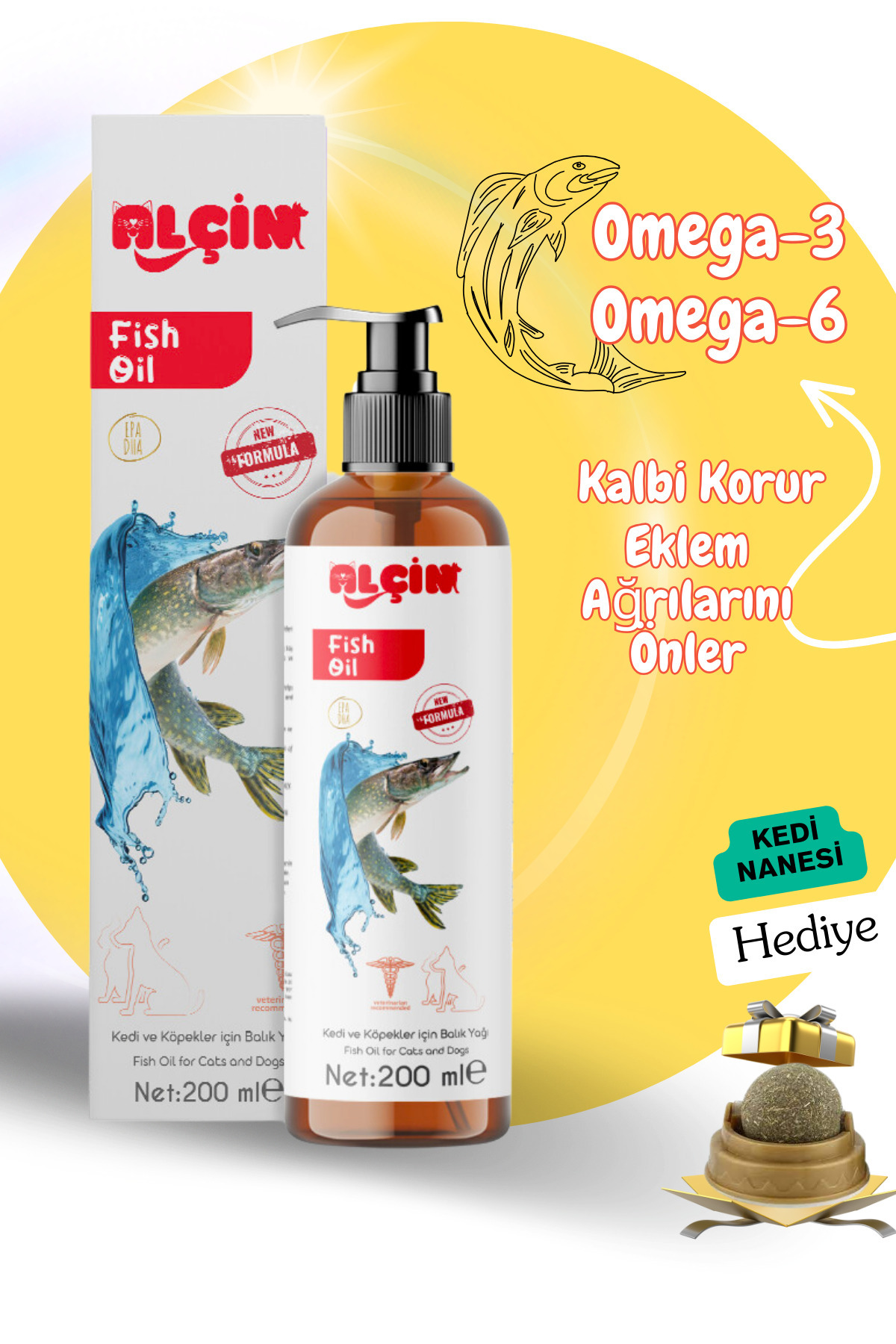 ALÇİN Kedi ve Köpekler İçin Omega 3 ve 6 İçerikli Balık Yağı (Fish Oil ...