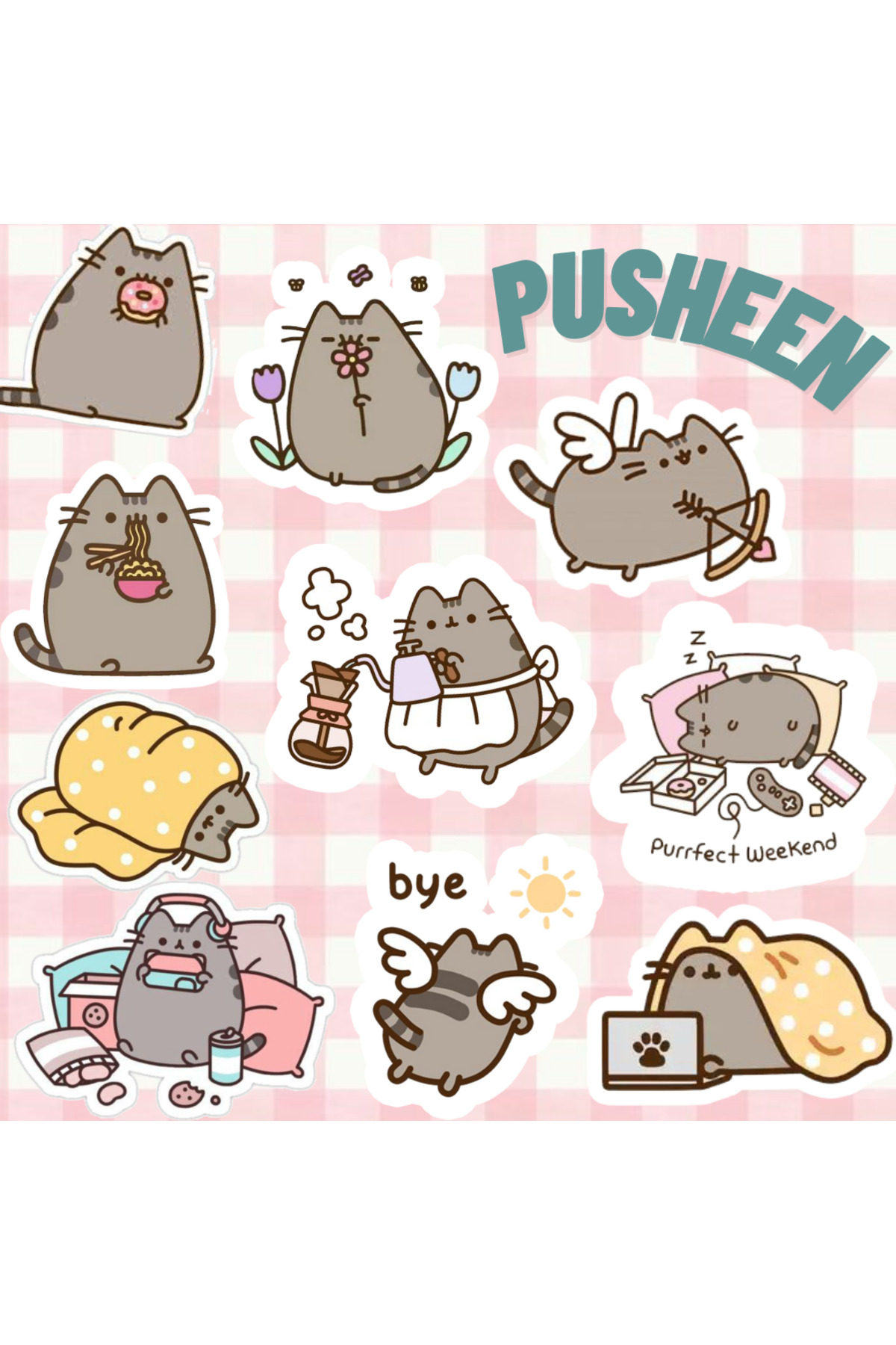 Pufidik Pusheen Sticker Seti | Laptop Notebook Telefon Etiket Bullet ...