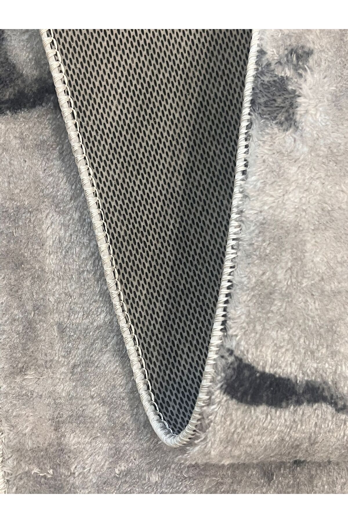 Sarar Raschel Carpet Geometrik Desenli Gri Kaymaz Taban Kalın Peluş ...