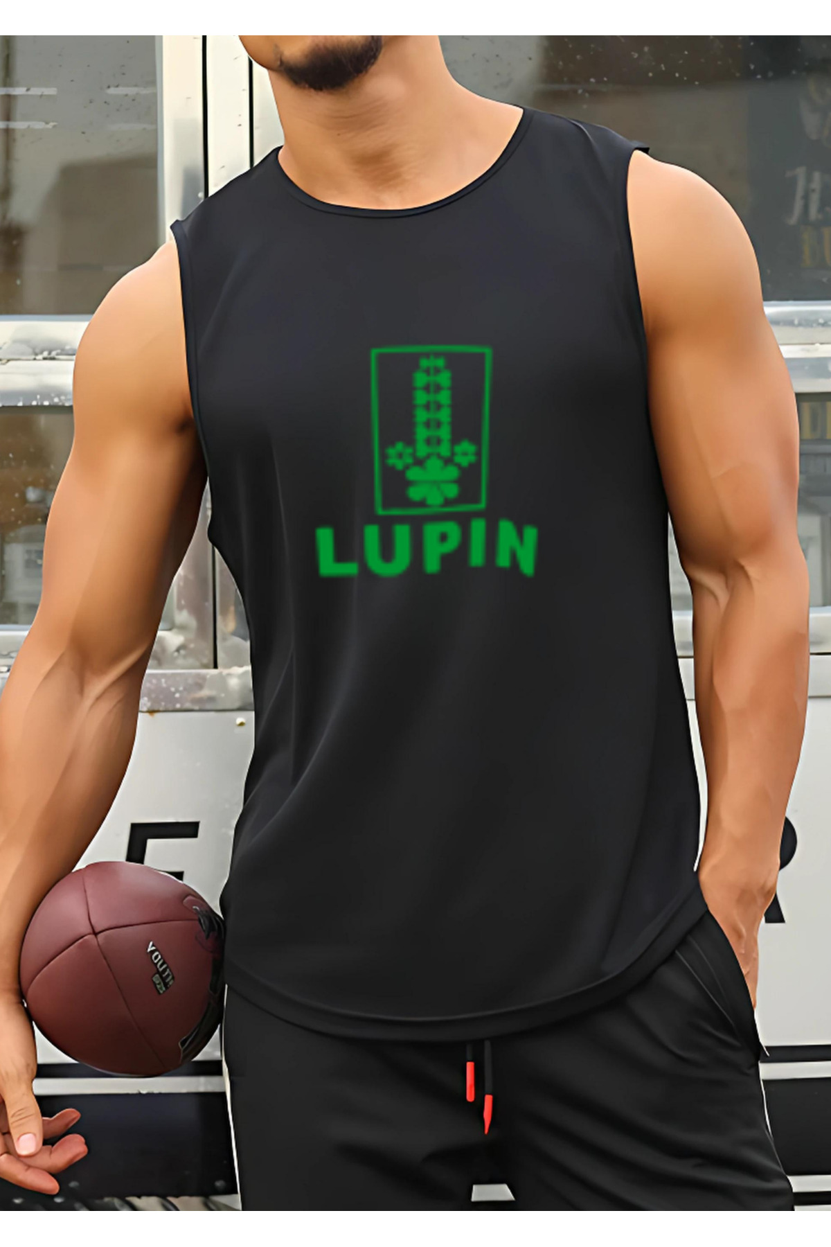 Capshon Erkek Spor Atlet -Lupin Baskılı Sporcu Gym Fitness Atleti ...