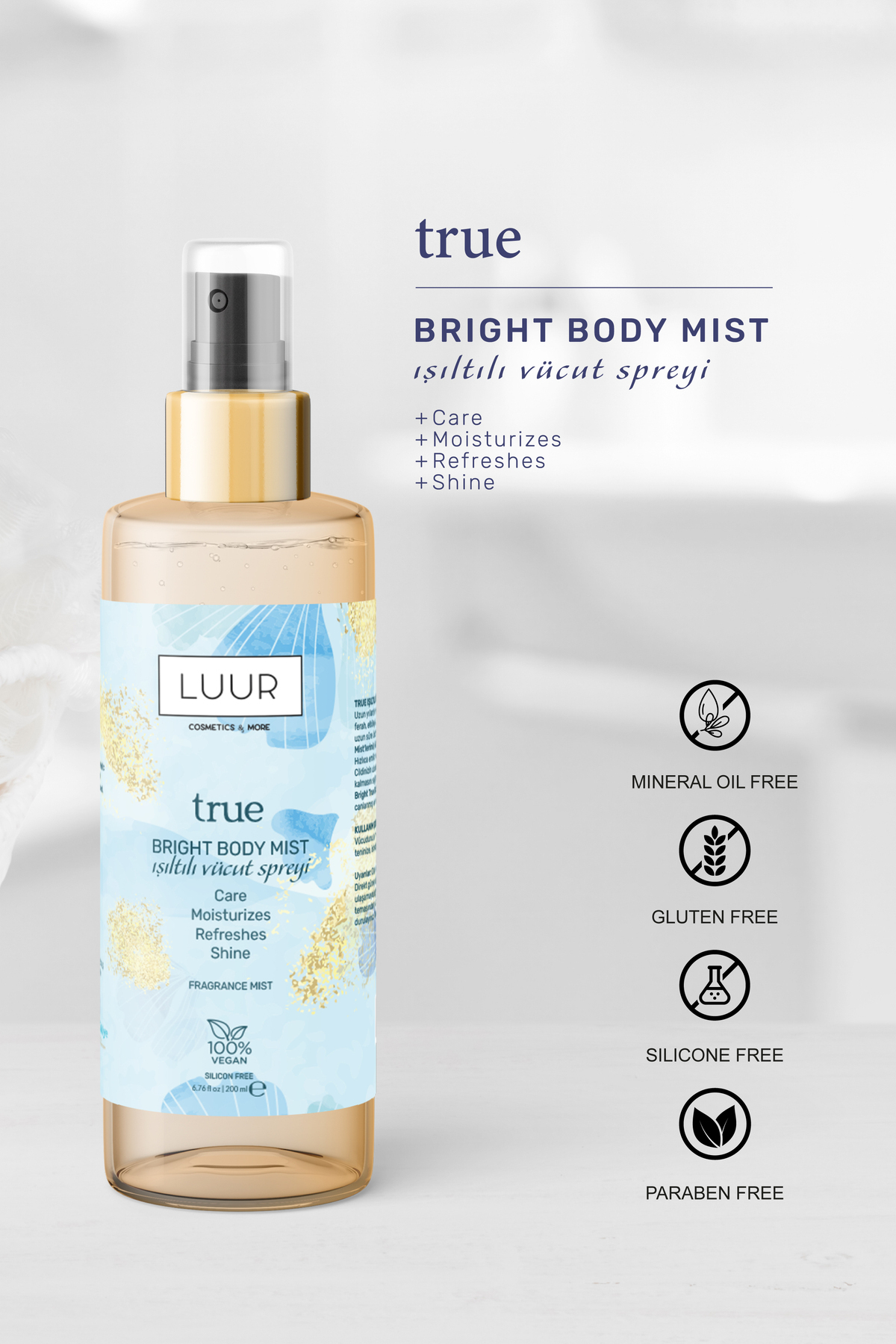 LUUR COSMETICS & MORE True Kadın Vücut Spreyi Simli Nemlendirici ...