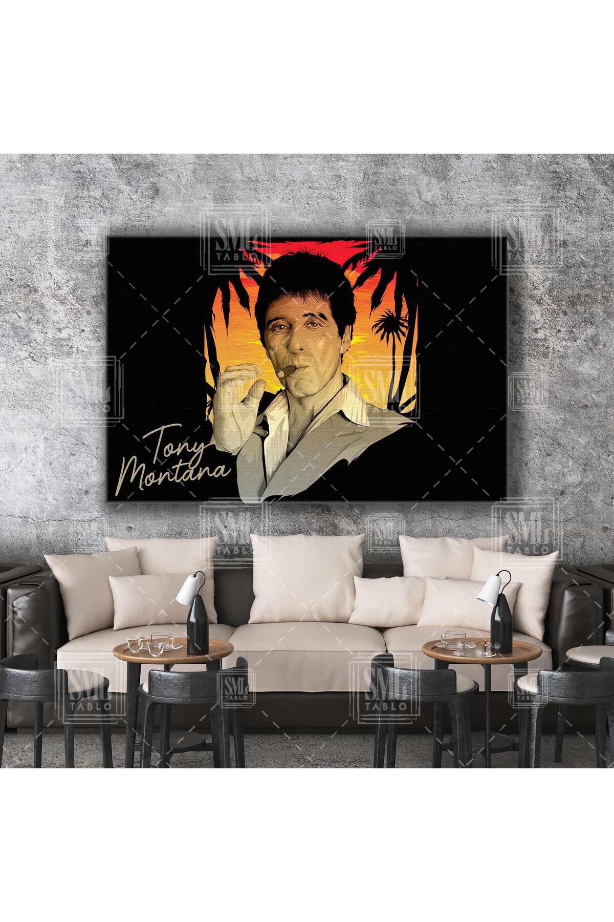 SML TABLO Tony Montana Scarface Al Pacino Ve Yaralı Yüz Mafya Para ...