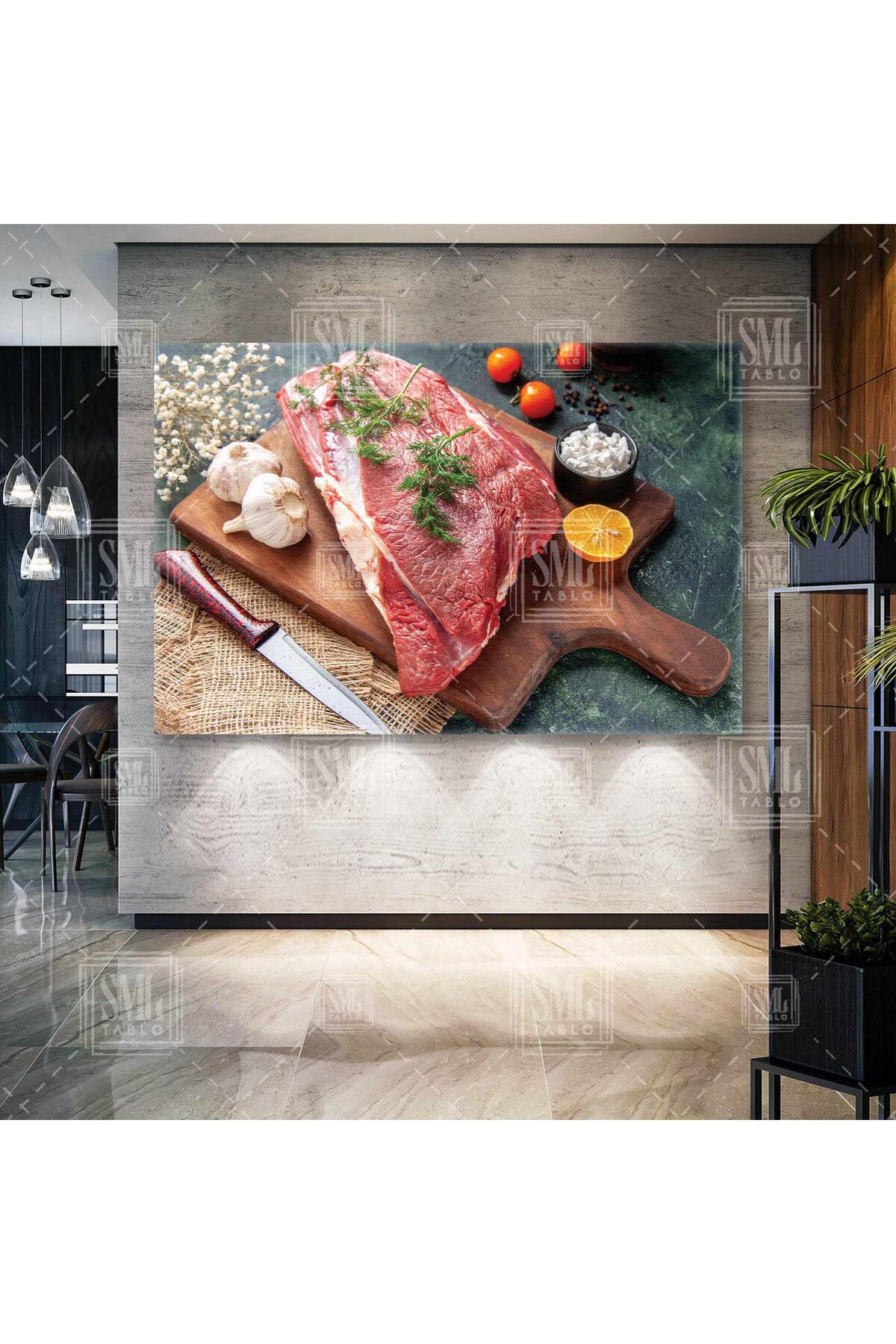 SML TABLO Baharatlarla Süslü Kırmızı Et Kasap Restaurant Dekor Yatay ...