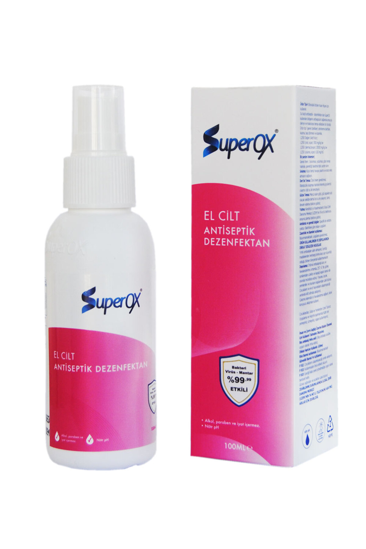 SuperOX Hipokloröz(HOCL), Alkolsüz, su bazlı El-Cilt- intim ,göz ...