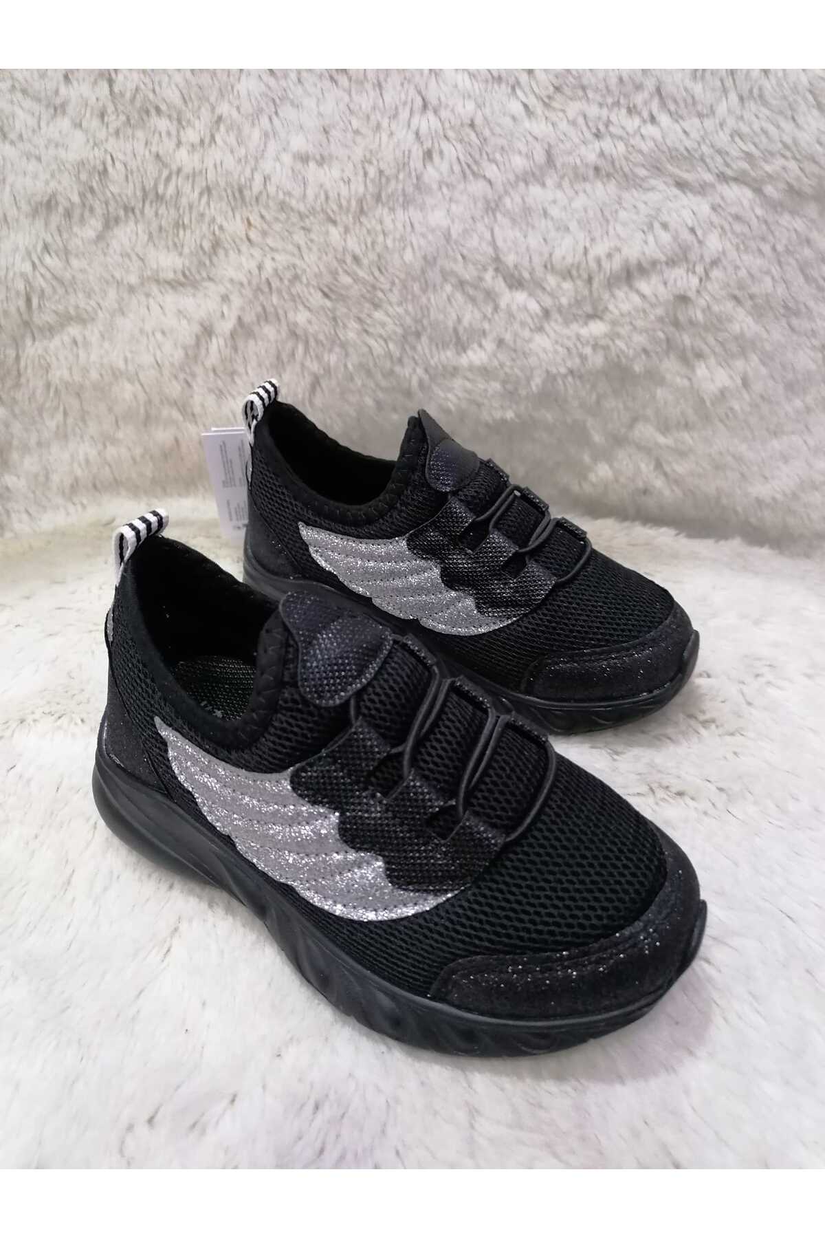Özgür Kids SİYAH BEZ MELEK KANATLI SNEAKER KIZ ÇOCUK SPOR AYAKKABI ...