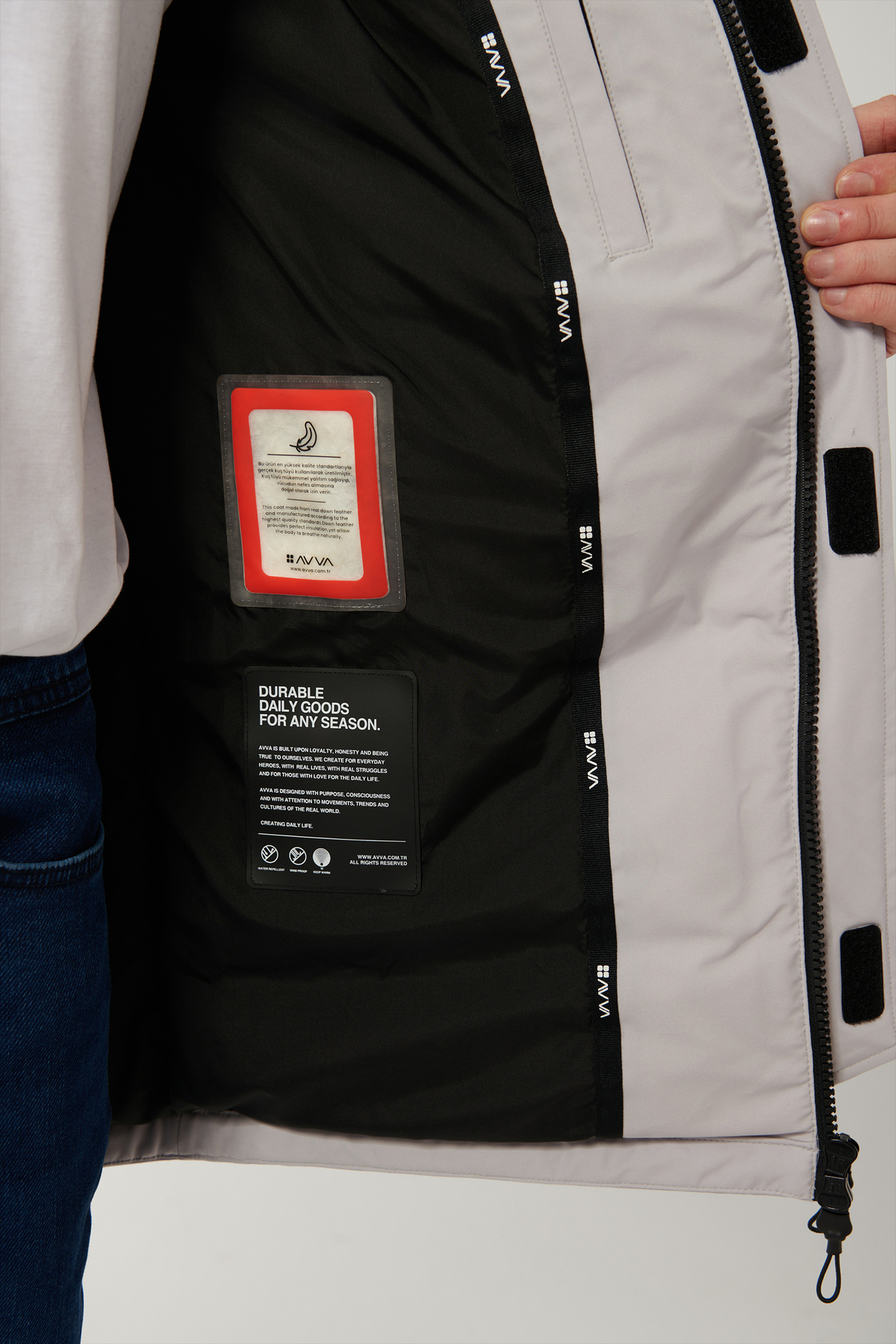 Avva Erkek Açık Gri Kaban Kaz Tüyü Su Itici Rüzgar Geçirmez ...