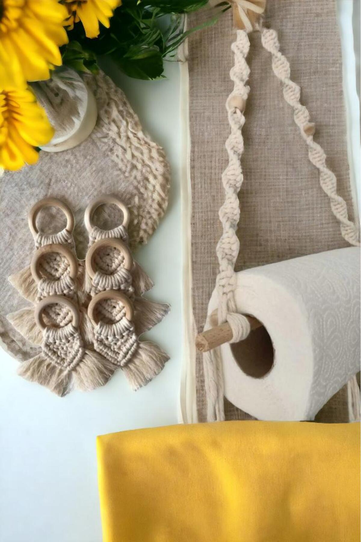 Floralmacramedesign Makrome Peçete Havlu Askısı Ve 6' Lı Peçete Yüzüğü ...