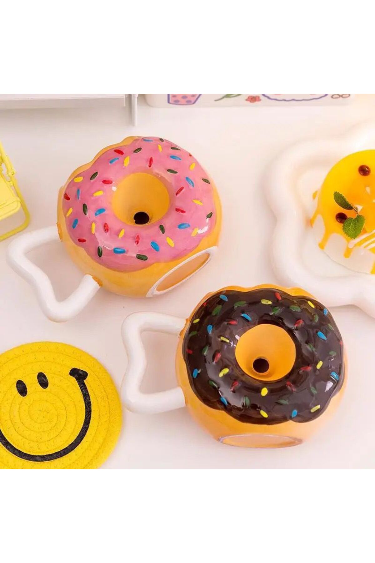 BLA GROUP 2 Lİ SET Donut Görünümlü Kahve Çay Bardağı Tatlı Sunum Kupası ...