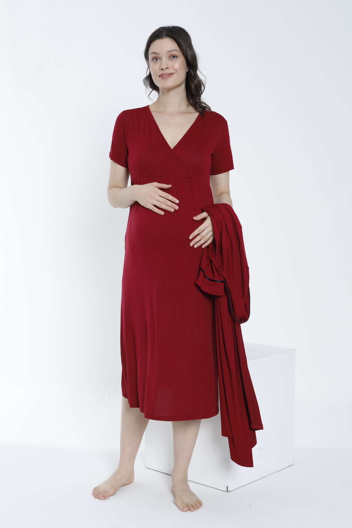 Miss Dünya Lissa Sabahlıklı Şerit Detaylı Hamile Ve Lohusa Gecelik ...