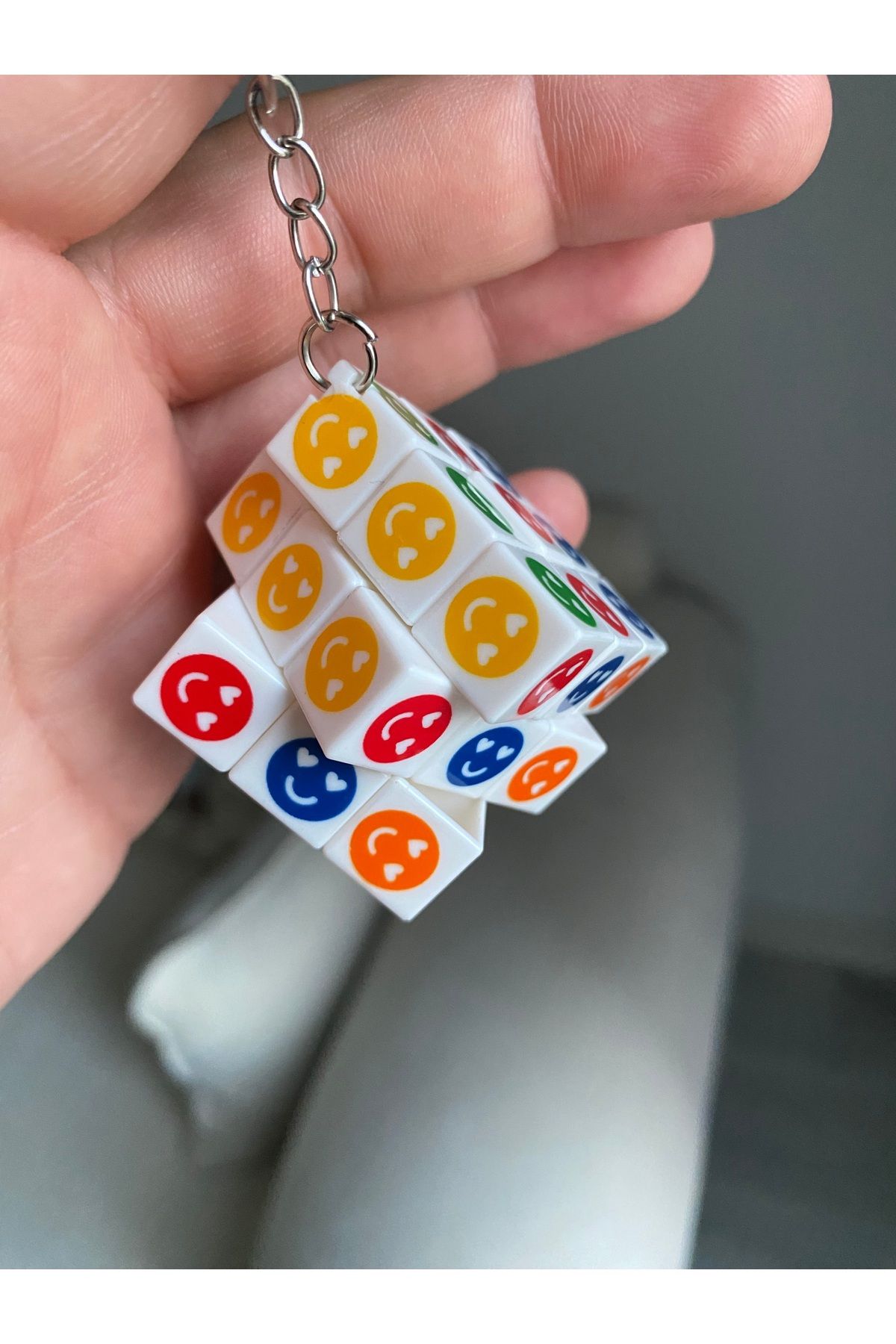 Gazi Kırtasiye Küp Emojili Zeka Küpü Anahtarlık 3x3 Speed Cupe Hız Küpü