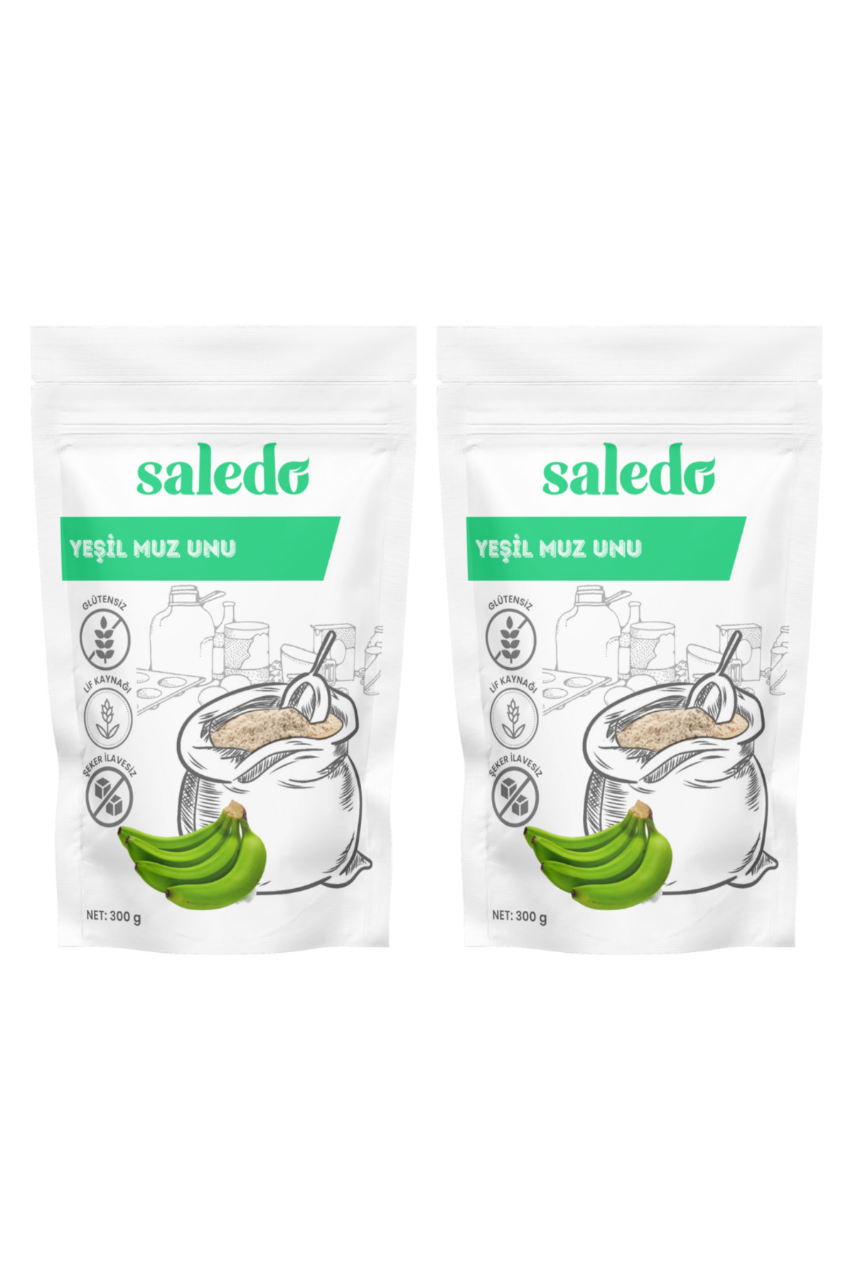 saledo Glutensiz Yeşil Muz Unu 2 X 300 gr Katkısız, Doğal, Vegan Fiyatı ...