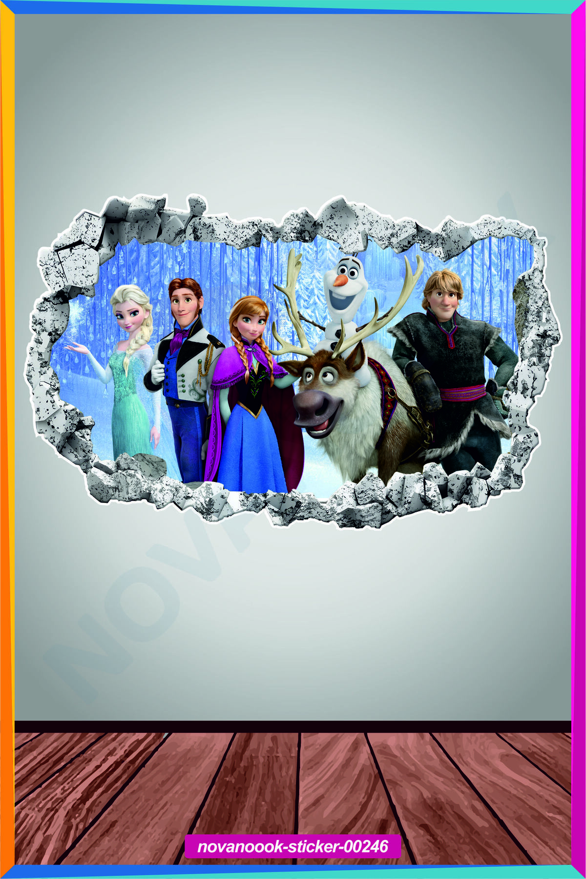 novanoook Buzlar Kraliçesi Elsa, Anna, Olaf, Kristoff 3D Çocuk Odası ...