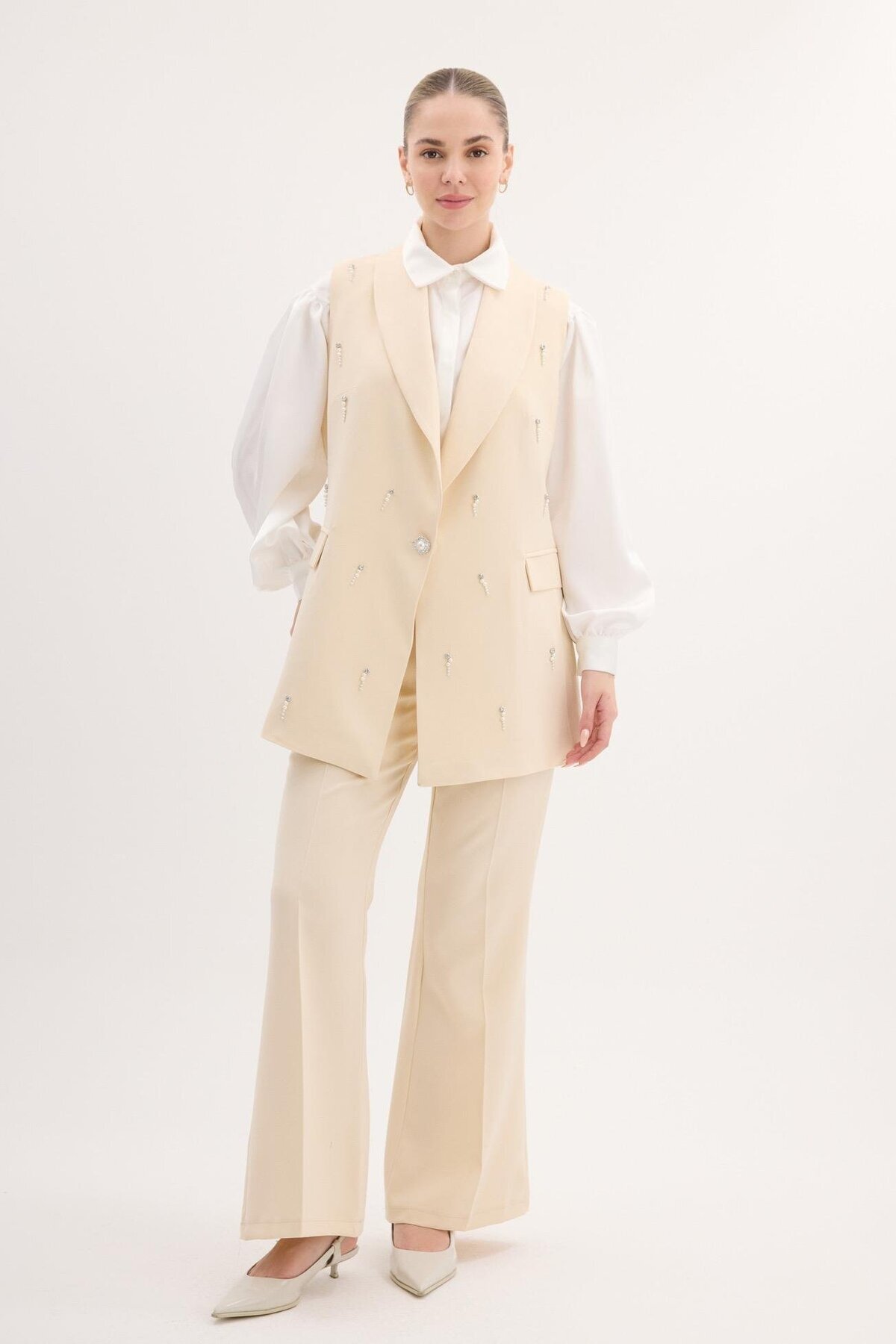 Ahel Tasarım Miyyo Taş Detaylı Astarlı Yelek Takım - Taş Fiyatı ...