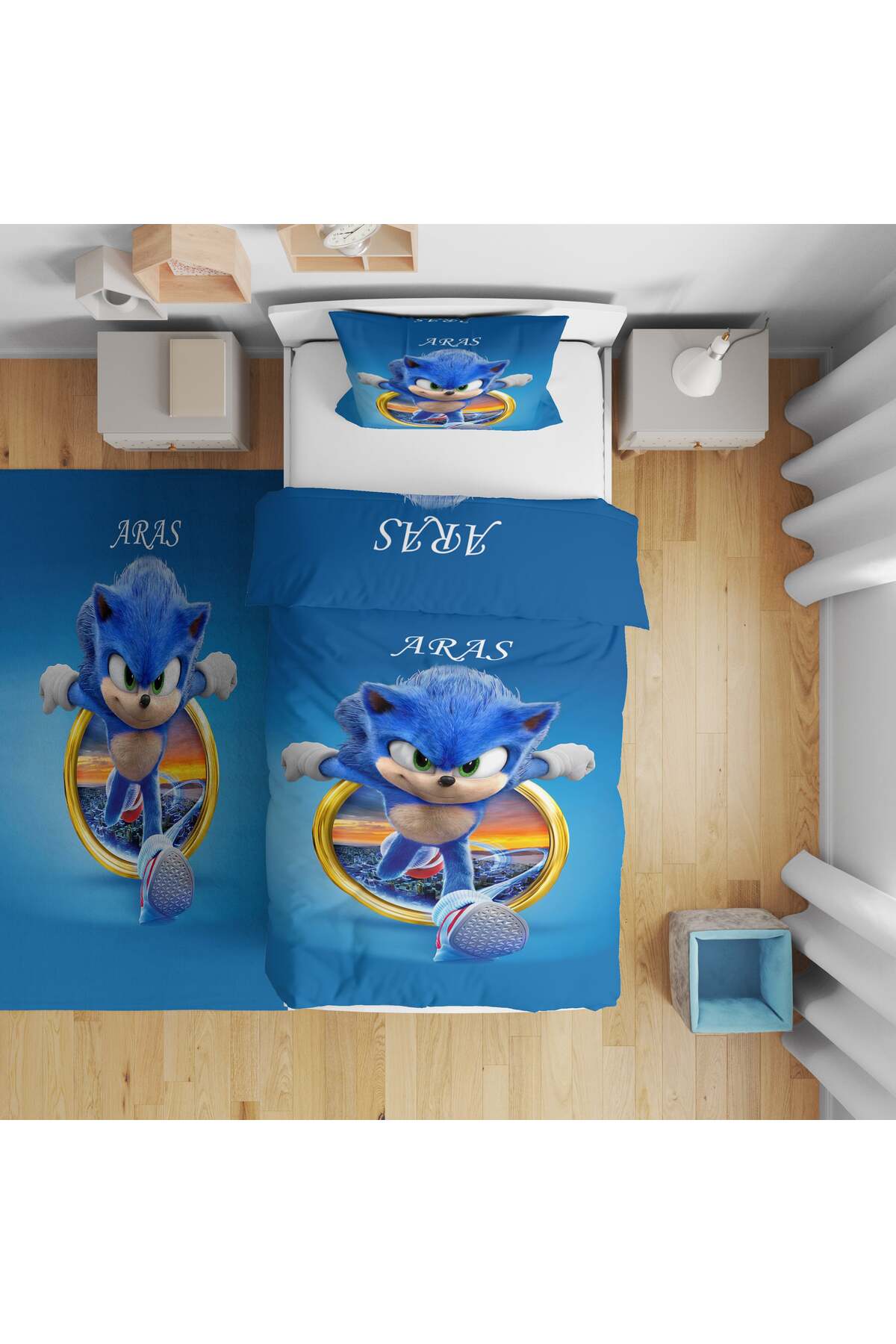 adenkahome İsme Özel, Sonic Desen Tek Kişilik Nevresim Seti Fiyatı ...