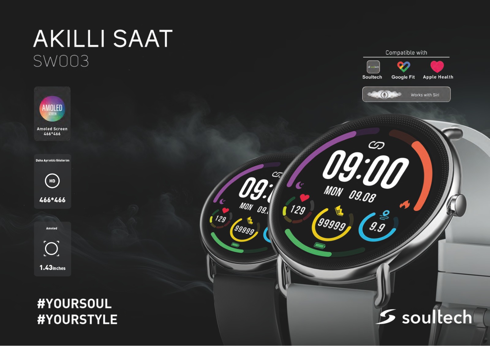 Soultech Soulfit SW003S Akıllı Saat Siyah - Fiyatı, Yorumları