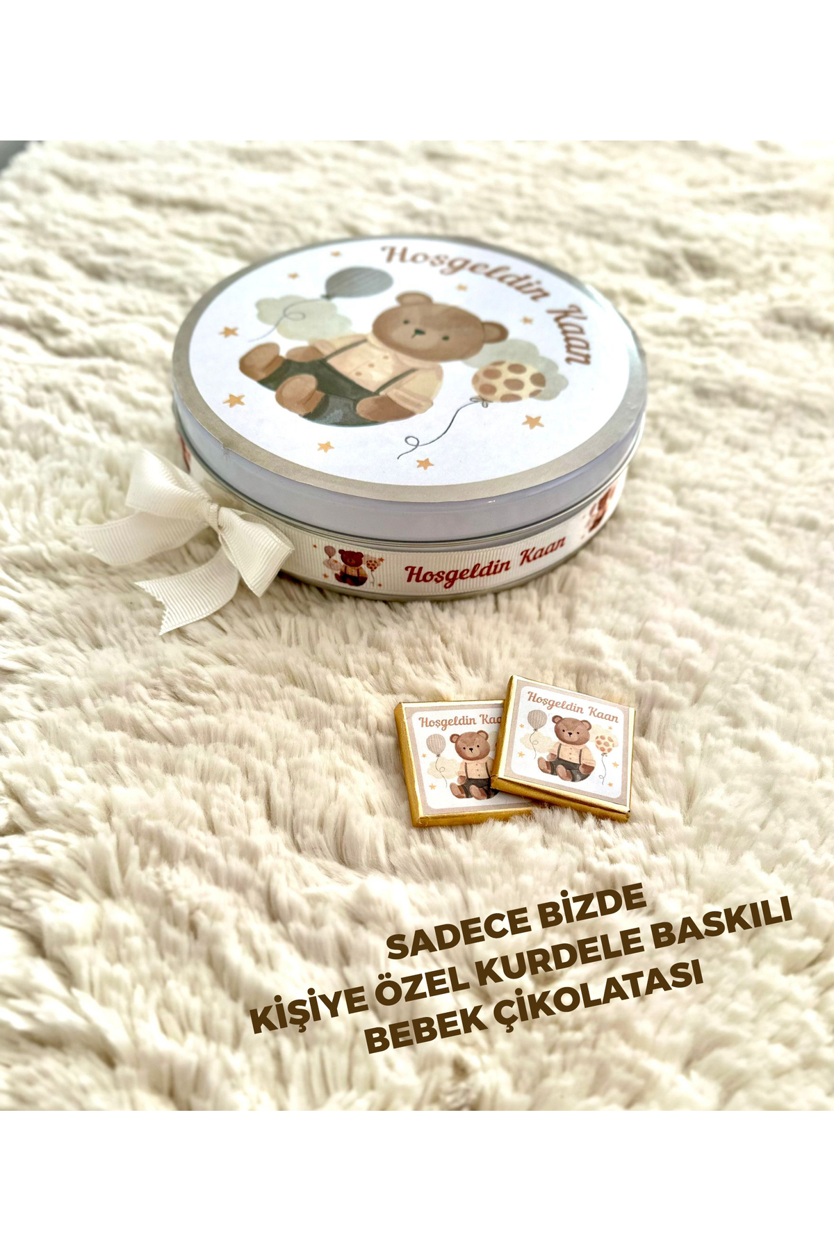 ouzhanya hediyelik 50 ADET AYICIK TEMALI BEBEK ÇİKOLATASI KİŞİYE ÖZEL ...