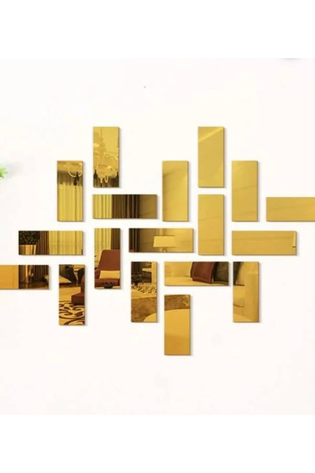 jetpleksi 15 Adet Dekoratif Tuğla Desen Ayna Pleksi Gold Kendinden Yapışkanlı - Fiyatı, Yorumları