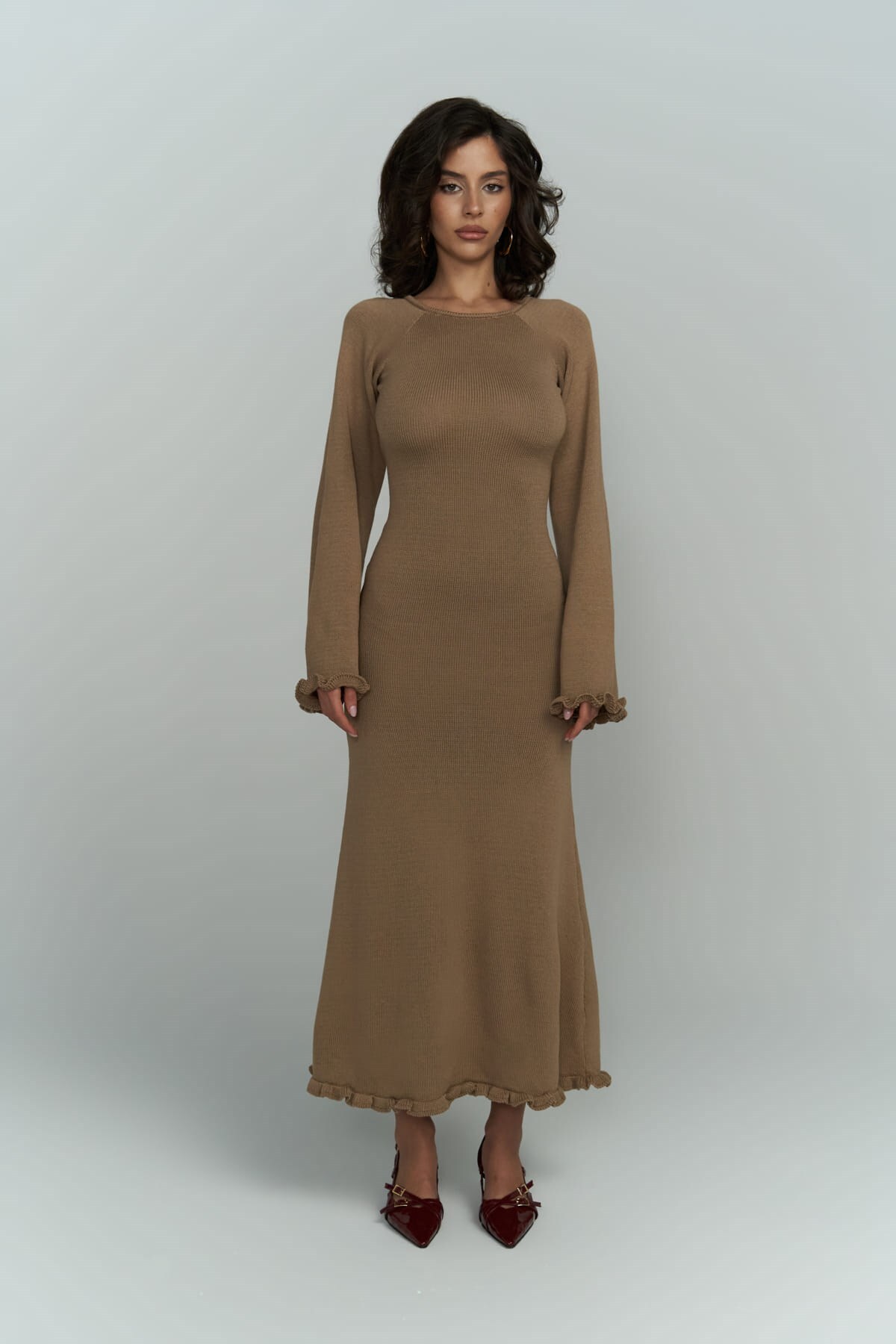 BOHEMAİ Angela Backless Mink Knitwear Dress- Trendyol