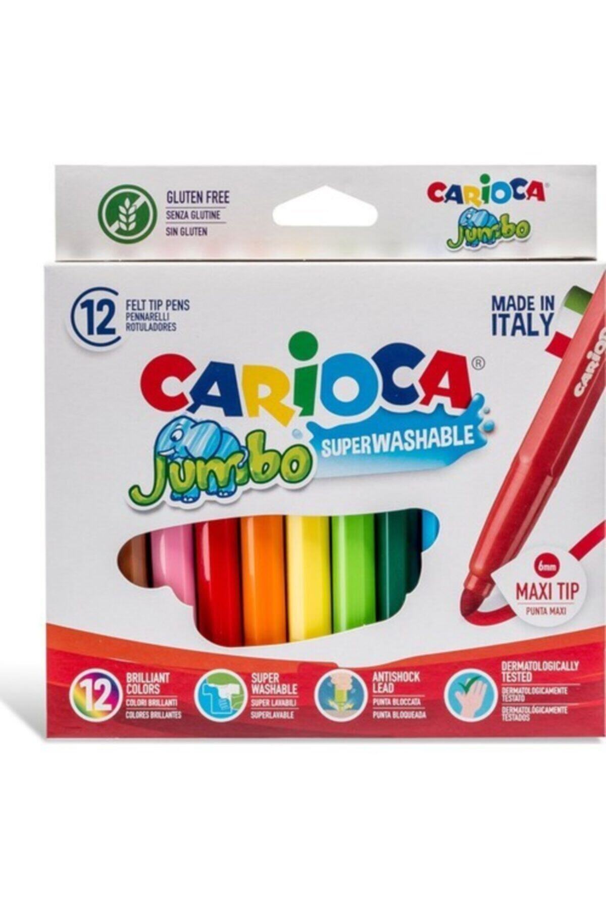Carioca مجموعة أقلام تلوين كبيرة الحجم قابلة للغسل مكونة من 12 قطعة ...