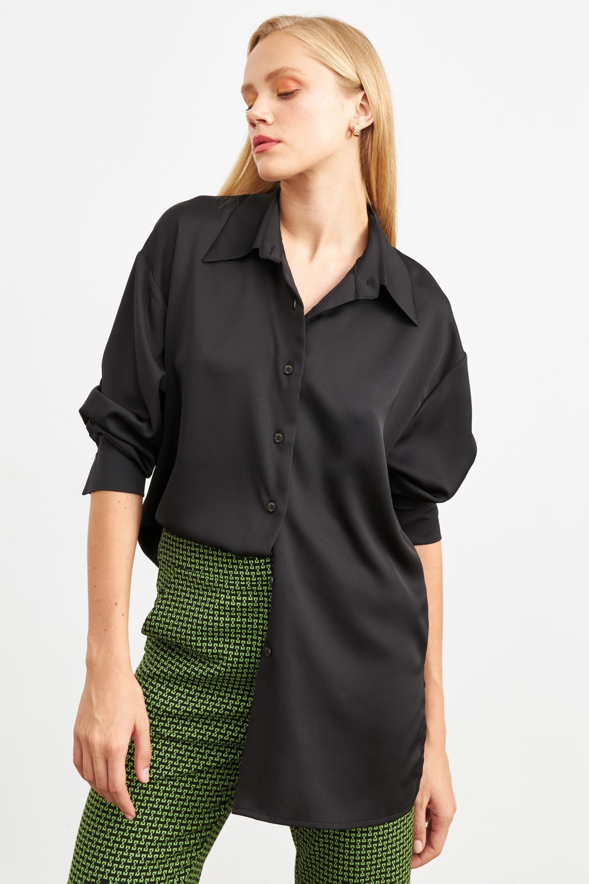 Setre Siyah Saten Beyaz Basic Gömlek Fiyatı, Yorumları - Trendyol