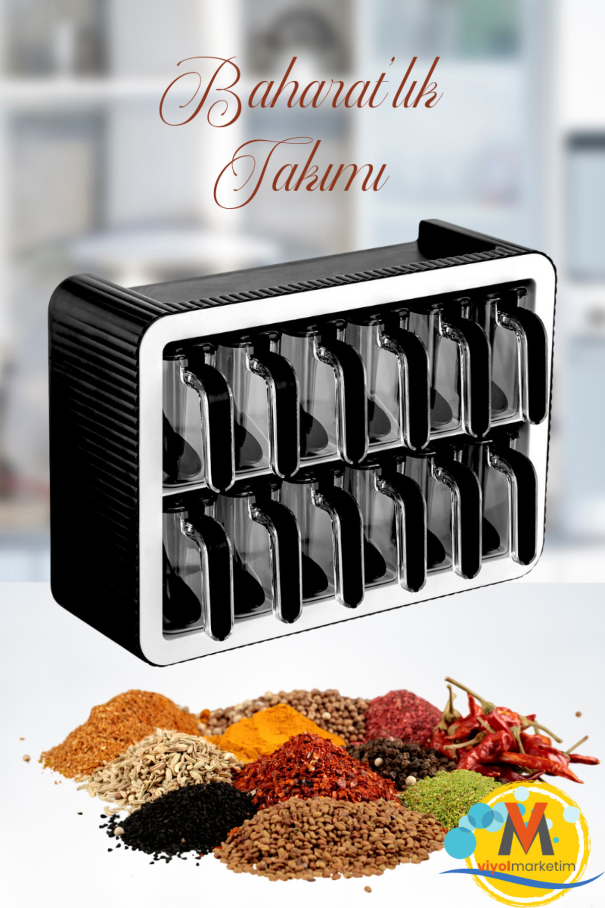 NIDAGE Plastik 12 Li Baharatlık Takımı | Standlı Baharatlık ...