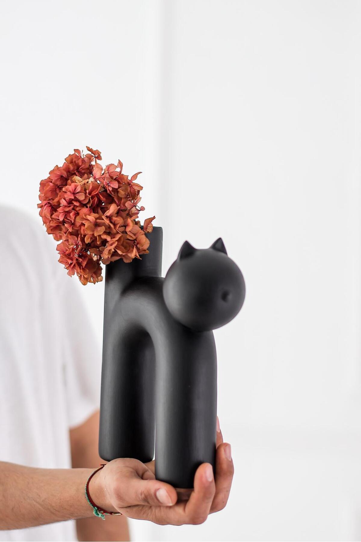 VALUE HOME & DECOR Kedi Vazo El Yapımı Seramik Vazo Iskandinav Kedi ...