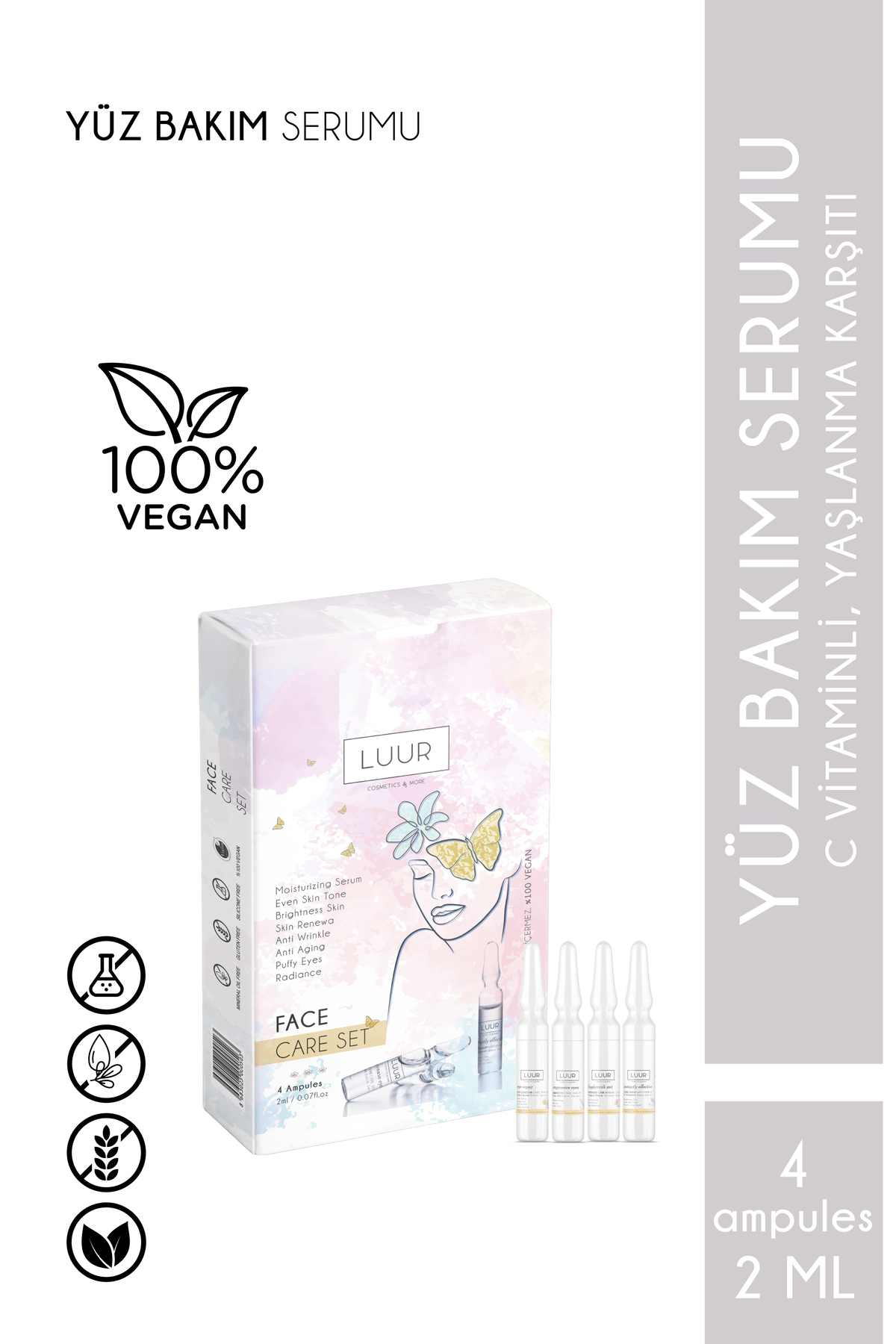 LUUR COSMETICS & MORE Yüz Bakım Serum Seti Yoğun Hyaluronik Asit ...