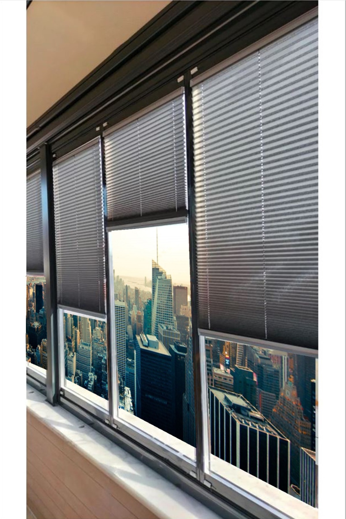 KORU LIFE Antrasit Plise Katlanır Cam Balkon Perdesi - Ofis Perdesi ...