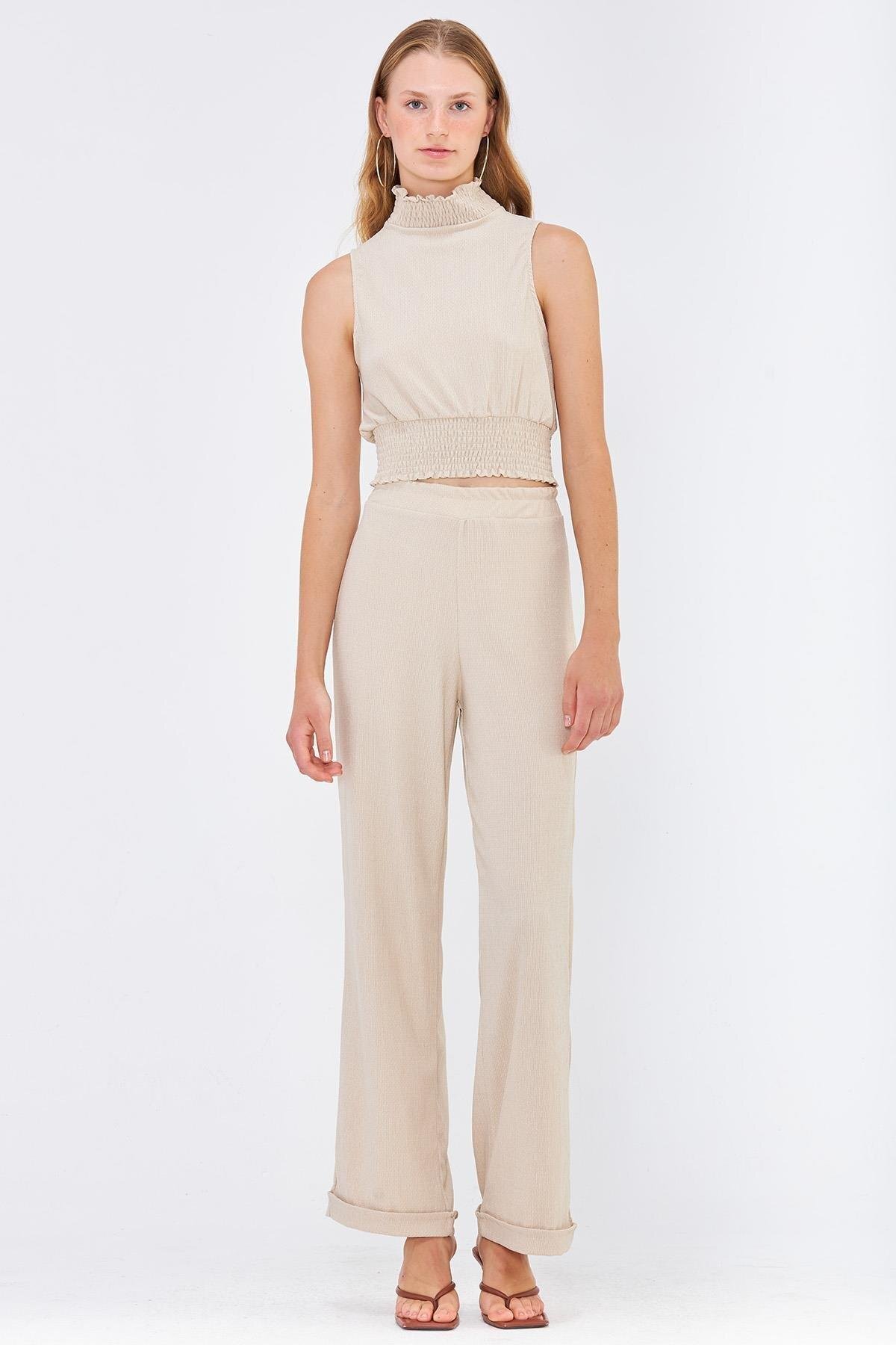 Batik Bej Beli Lastikli Bol Paça Pantolon Fiyatı, Yorumları - Trendyol