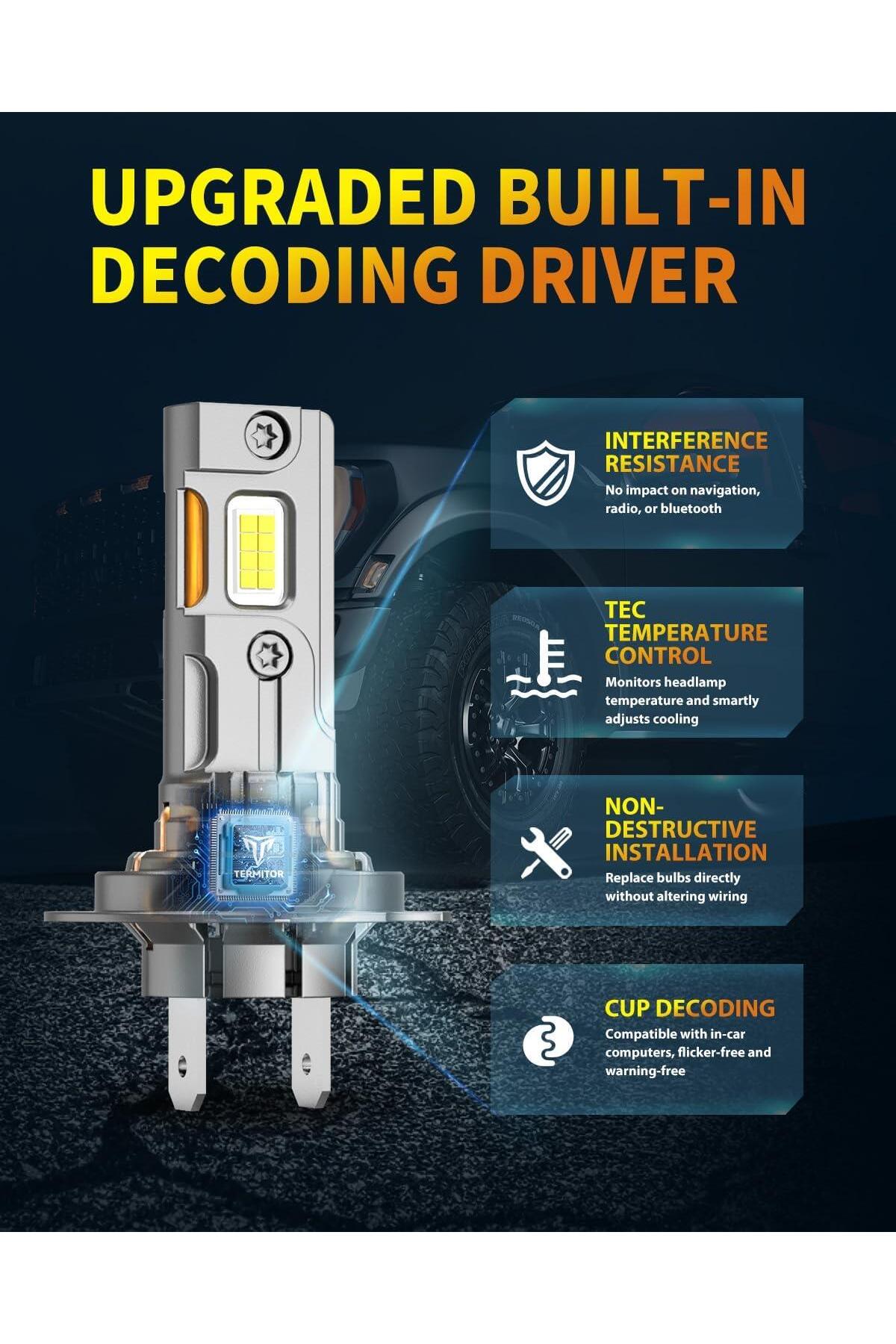 Fahren H7 New Termitör 120W 30000 Lümen 6500K 1:1 Halojen Boy LED Ampül Fiyatı, Yorumları - Trendyol