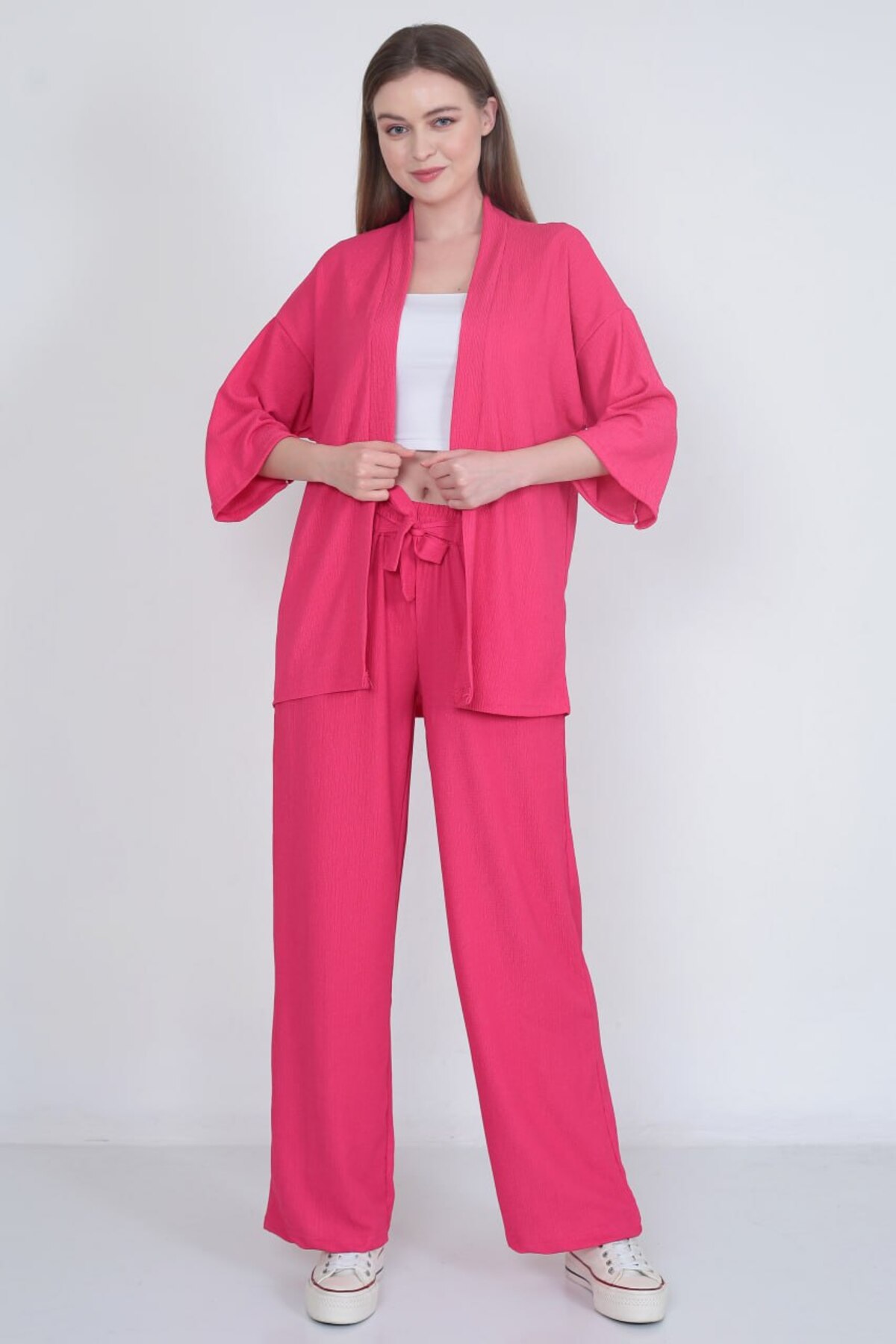 EZFER KADIN BÜRÜMCÜK KUMAŞ İKİLİ KİMONA TAKIM Fiyatı, Yorumları - Trendyol