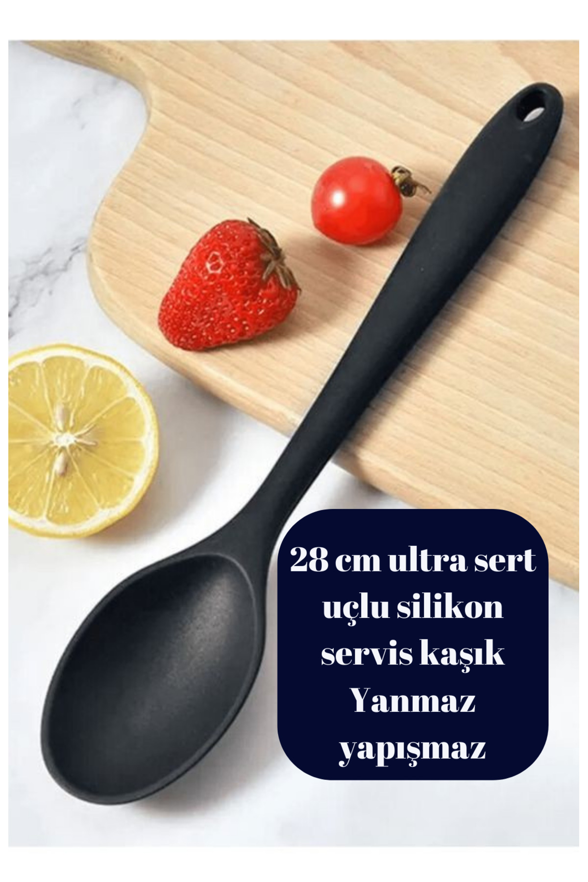 BRE HOME 28 cm ekstra sert uçlu servis kaşığı Yanmaz yapışmaz silikon ...