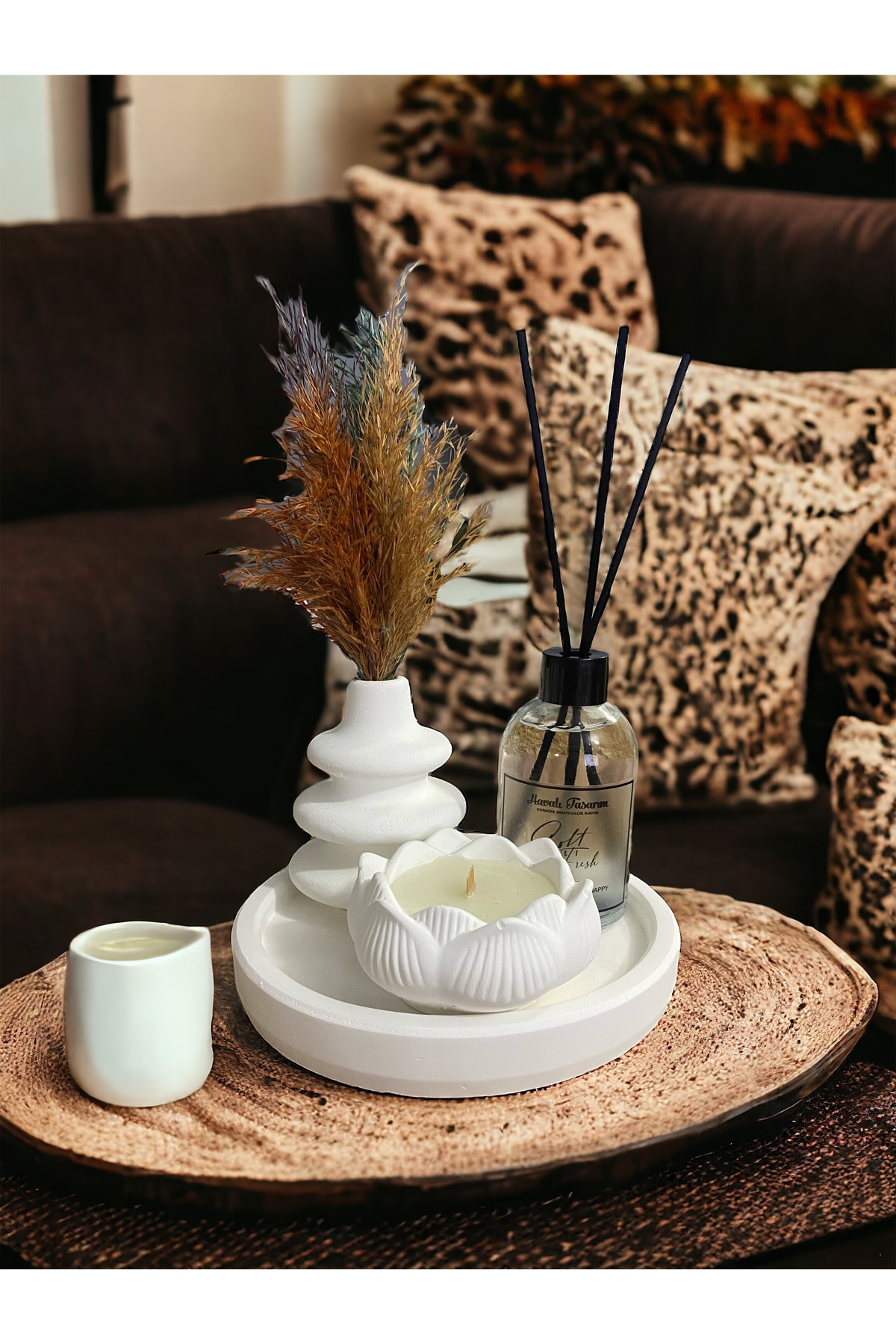 Havalı Tasarım Beyaz Renk Özel Tasarım Fresh Oda Kokulu Ve Lotus Mum ...