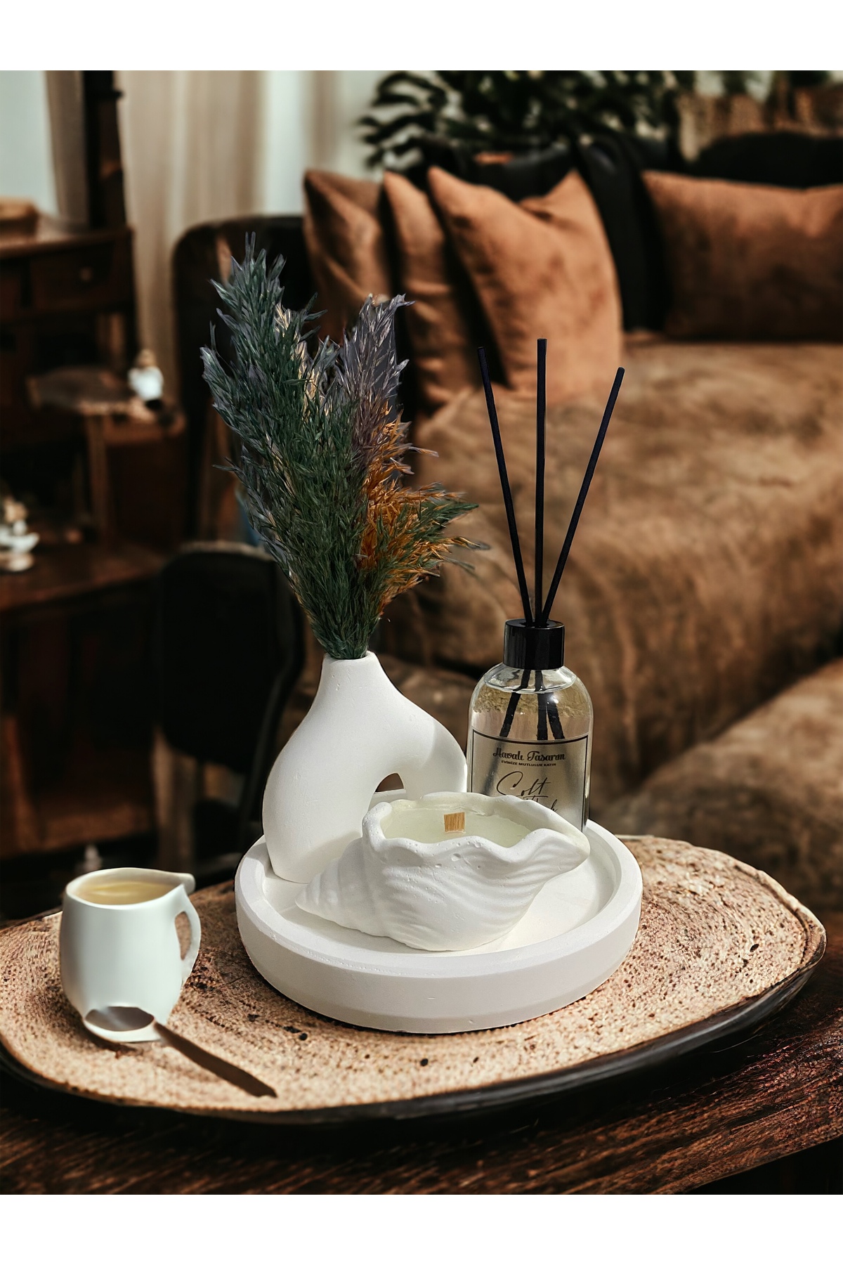 Havalı Tasarım Beyaz Renk Özel Tasarım Soft Oda Kokulu Ve Deniz Kabuğu ...