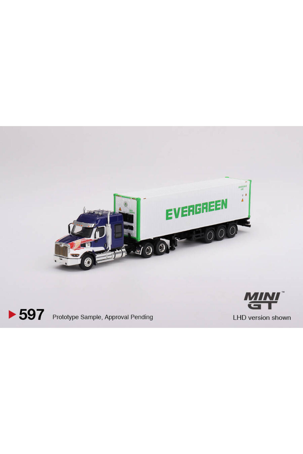 mini gt 597 Western Star 49X Blue w/ 40' Reefer Container "EVERGREEN ...