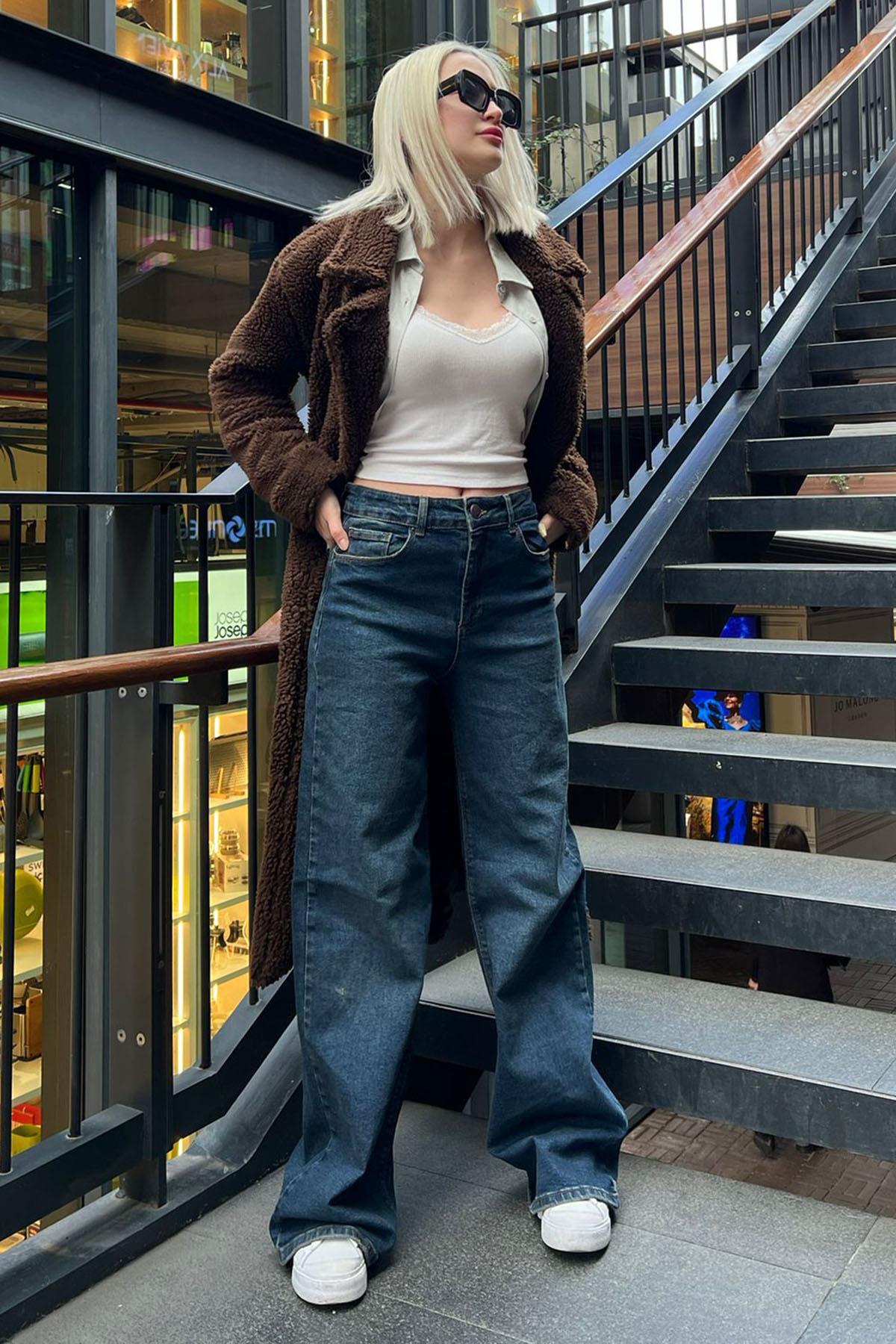 Madmext Koyu Mavi Straight Wide Kadın Jean MG2000 Fiyatı, Yorumları ...