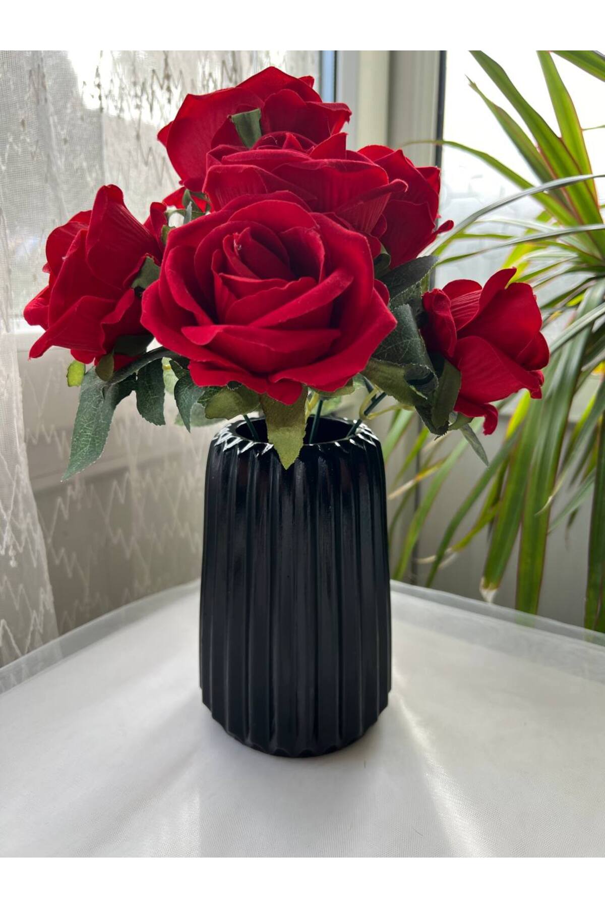 Love Candle Dekor Siyah Vazo, Bohem Çizgili Konik Vazo, Çizgili Vazo ...