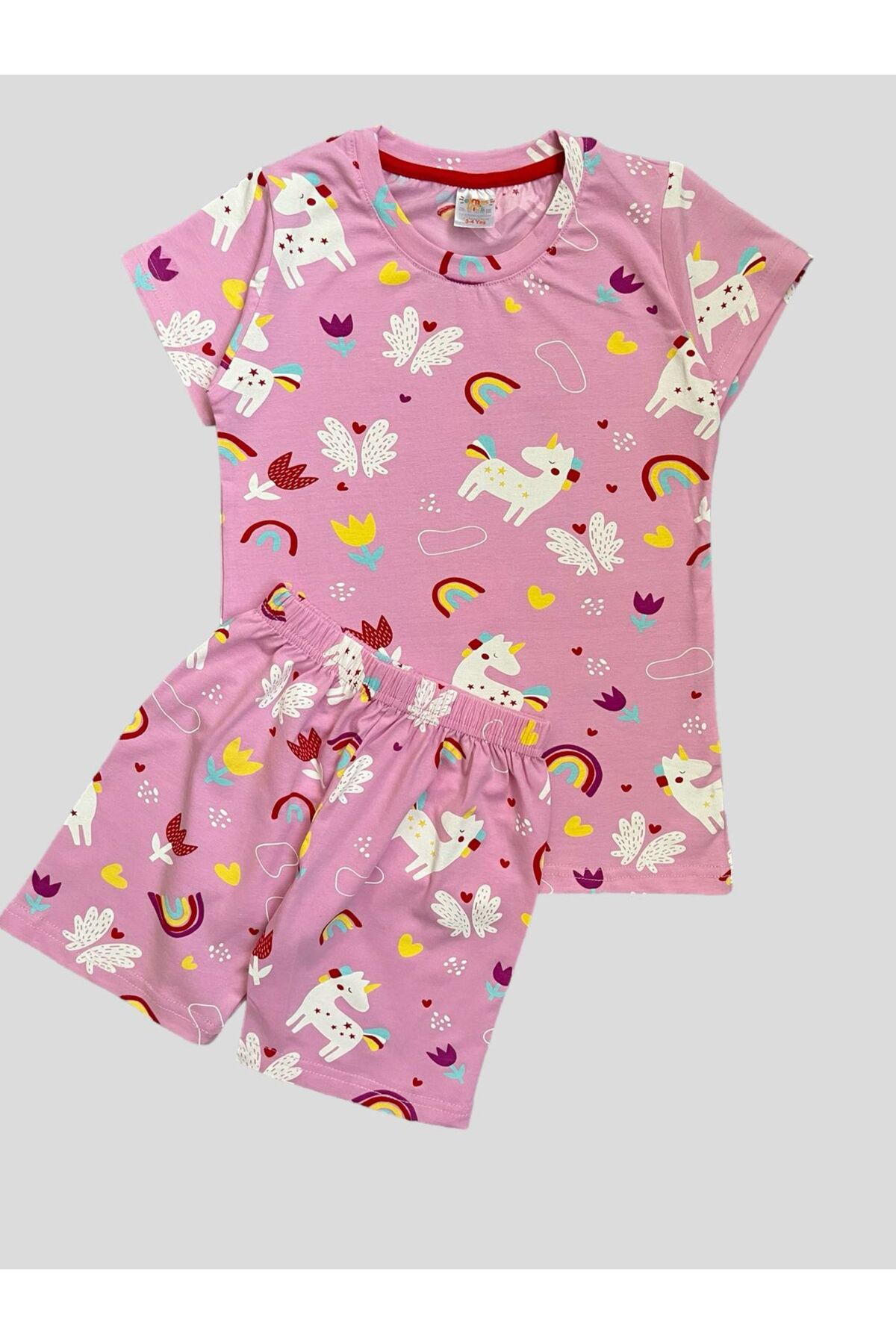 elmas kids Kız Çocuk %100 Pamuklu Unıcorn Kelebek Gökkuşağı Desenli ...