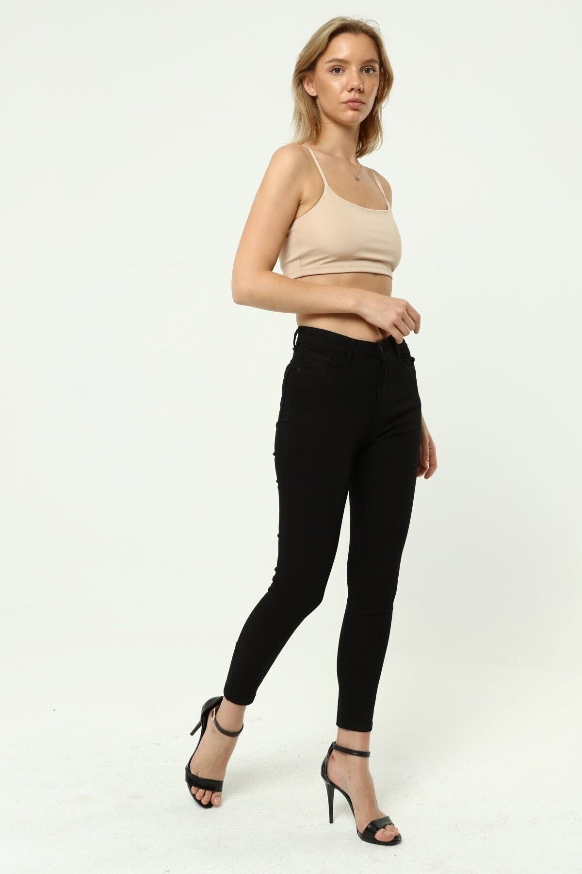 SU SHE Kadın Yüksek Bel Dar Paça Skinny Likralı Kot Pantalon Fiyatı ...