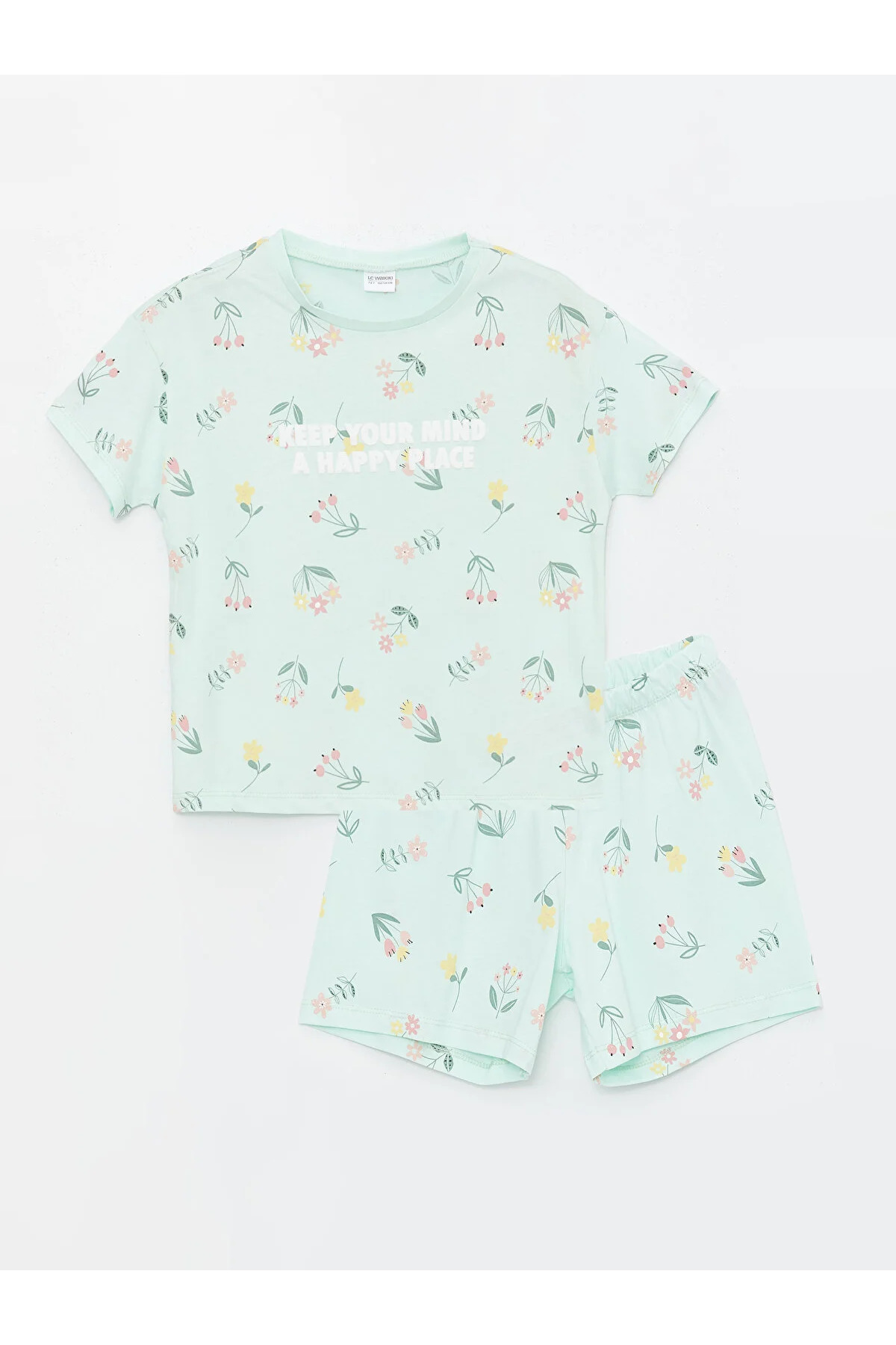 LC Waikiki Kids Bisiklet Yaka Çiçekli Kız Çocuk Şortlu Pijama Takımı ...