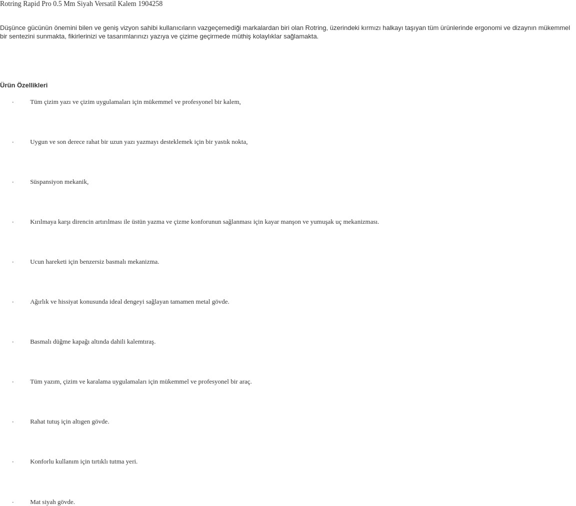 Rotring Rapid Pro 0.5mm Mekanik Kurşun Kalem Siyah 1904258 - Fiyatı ...