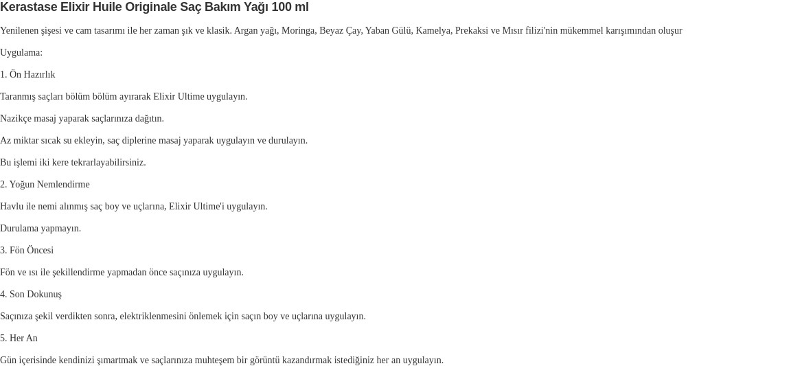 Kerastase Elixir Ultime Yağ L'Huile Originale Oil 100 ml 3474636613908 ...
