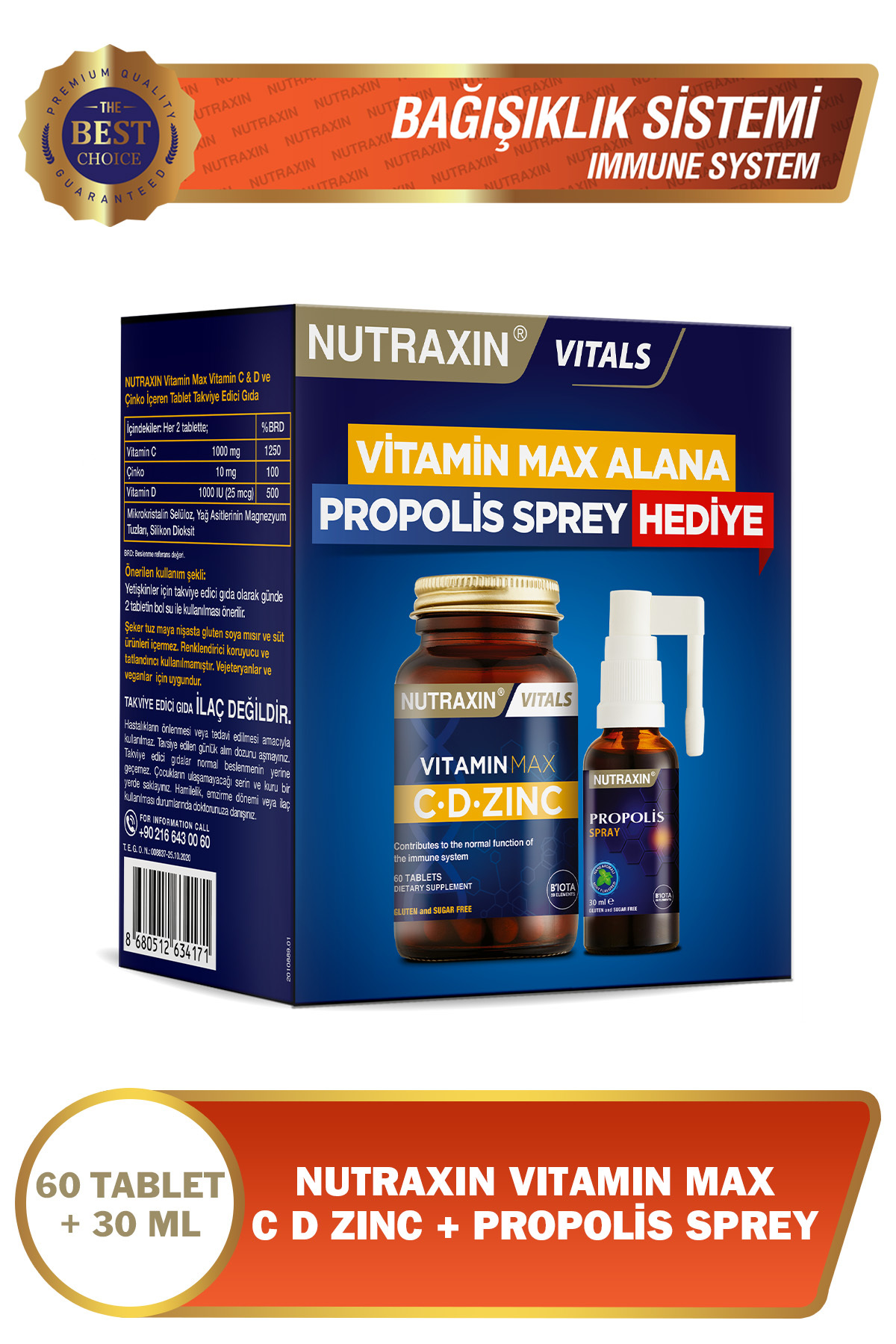 Nutraxin Vitamin Max C D Zinc 1.000 Mg 60 Tablet Zaman Salınımlı ...