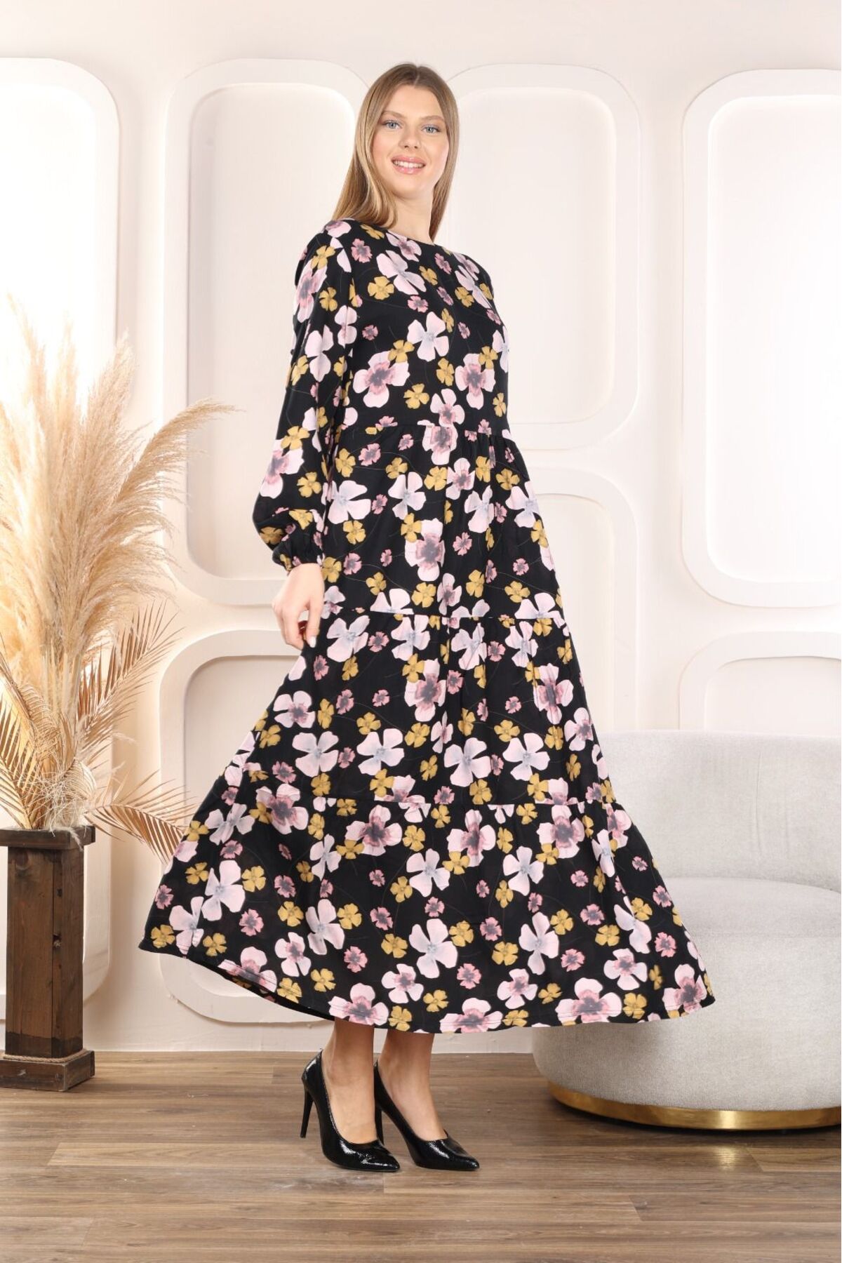 mervemoda Women's long sleeve woven summer dress- Trendyol